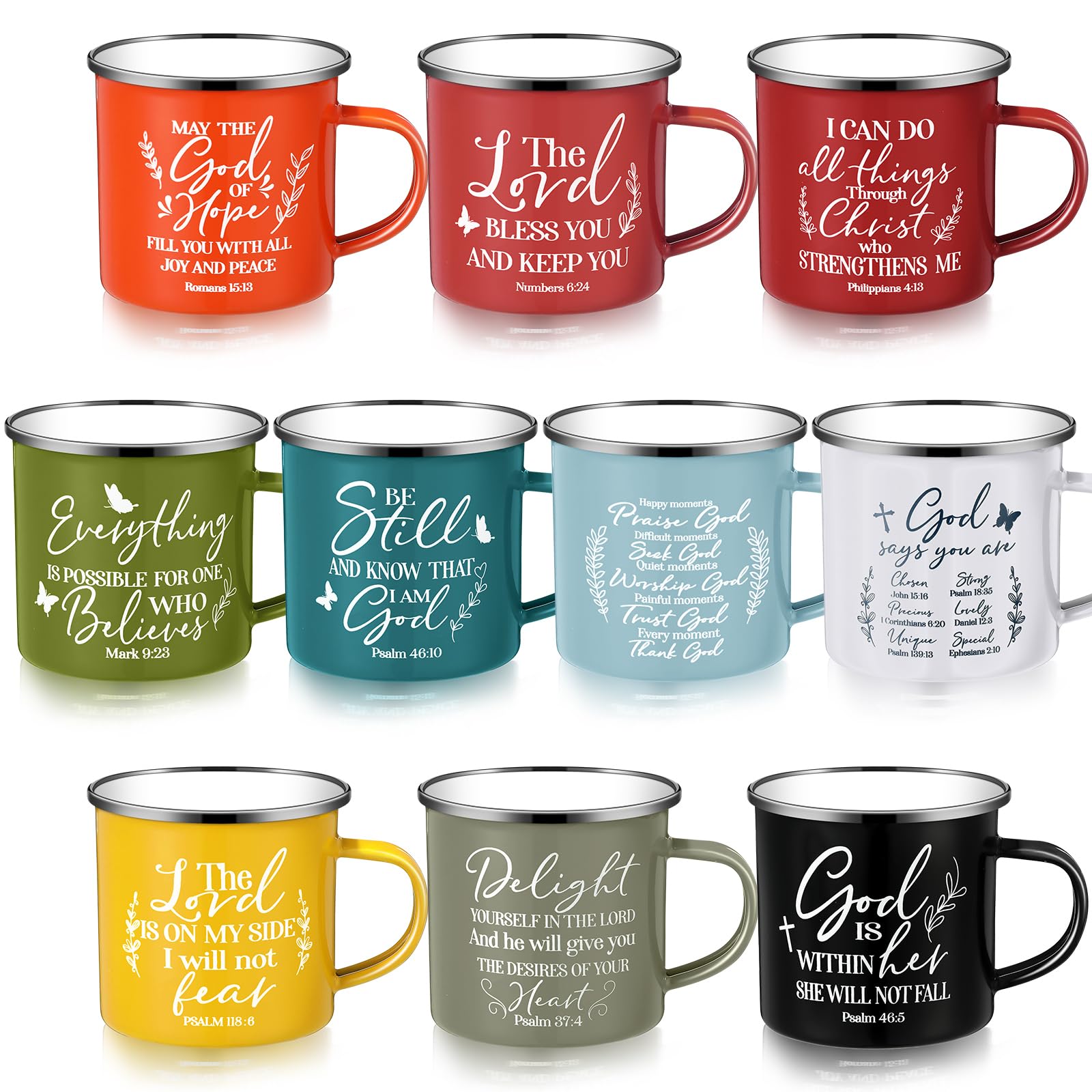 Amazon.com: Nitial 10 Pcs 12 oz Christian Coffee Mugs Christmas Enamel ...