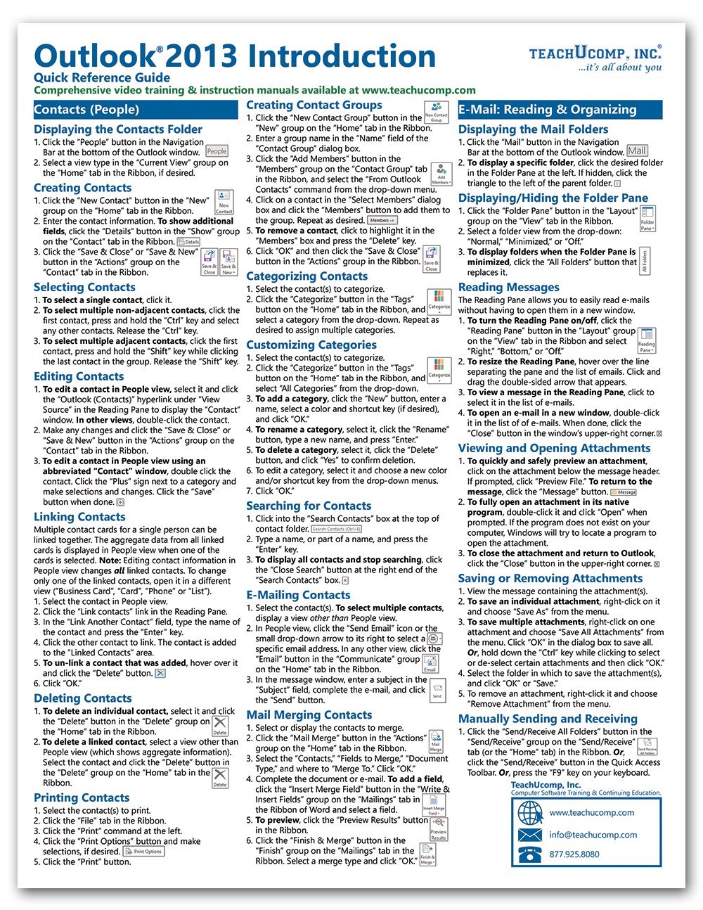 Microsoft Outlook 2013 Introduction Quick Reference Training Guide ...