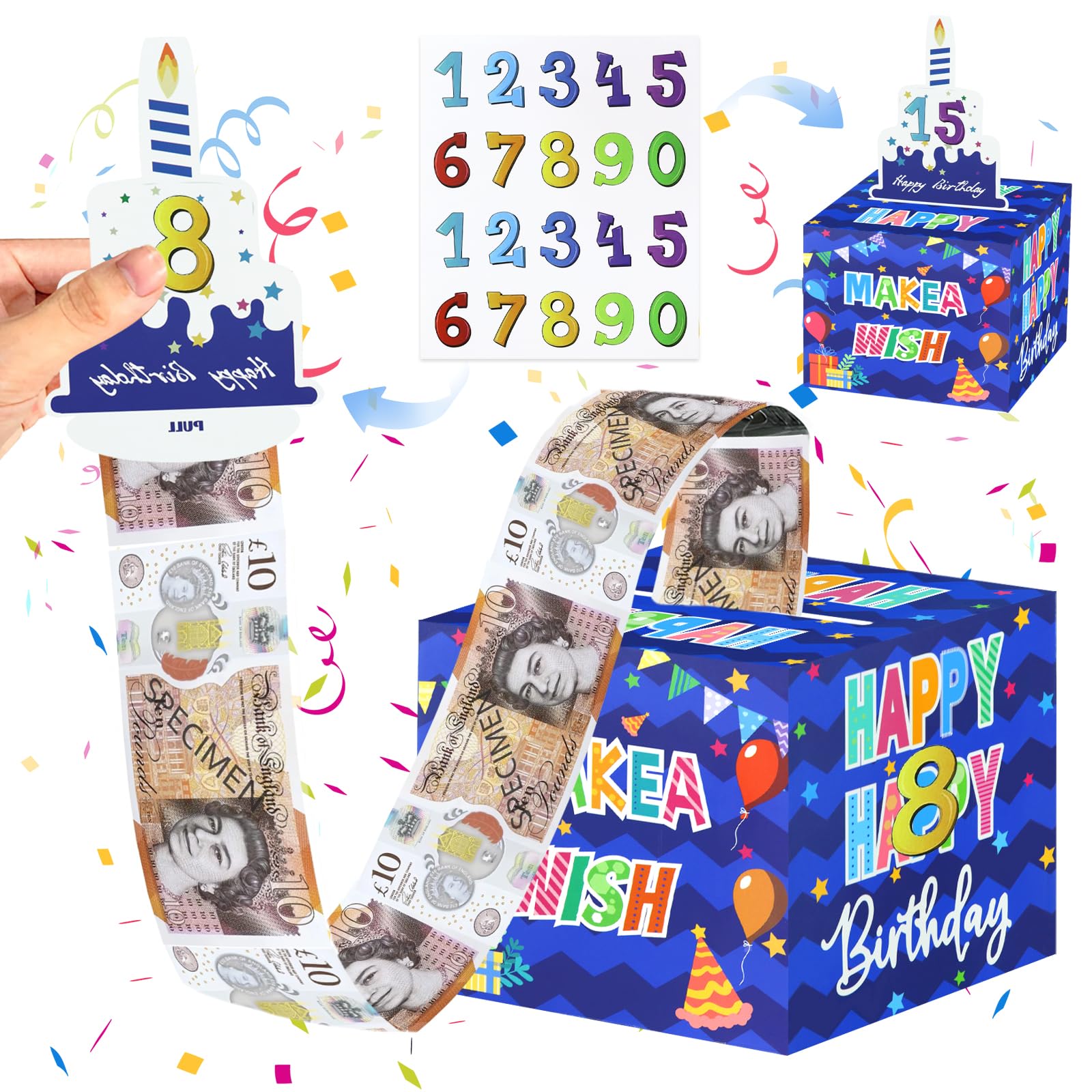 ZAOHUI Happy Birthday Money Box Cash Gift Pull, Surprise Money Gift Box ...