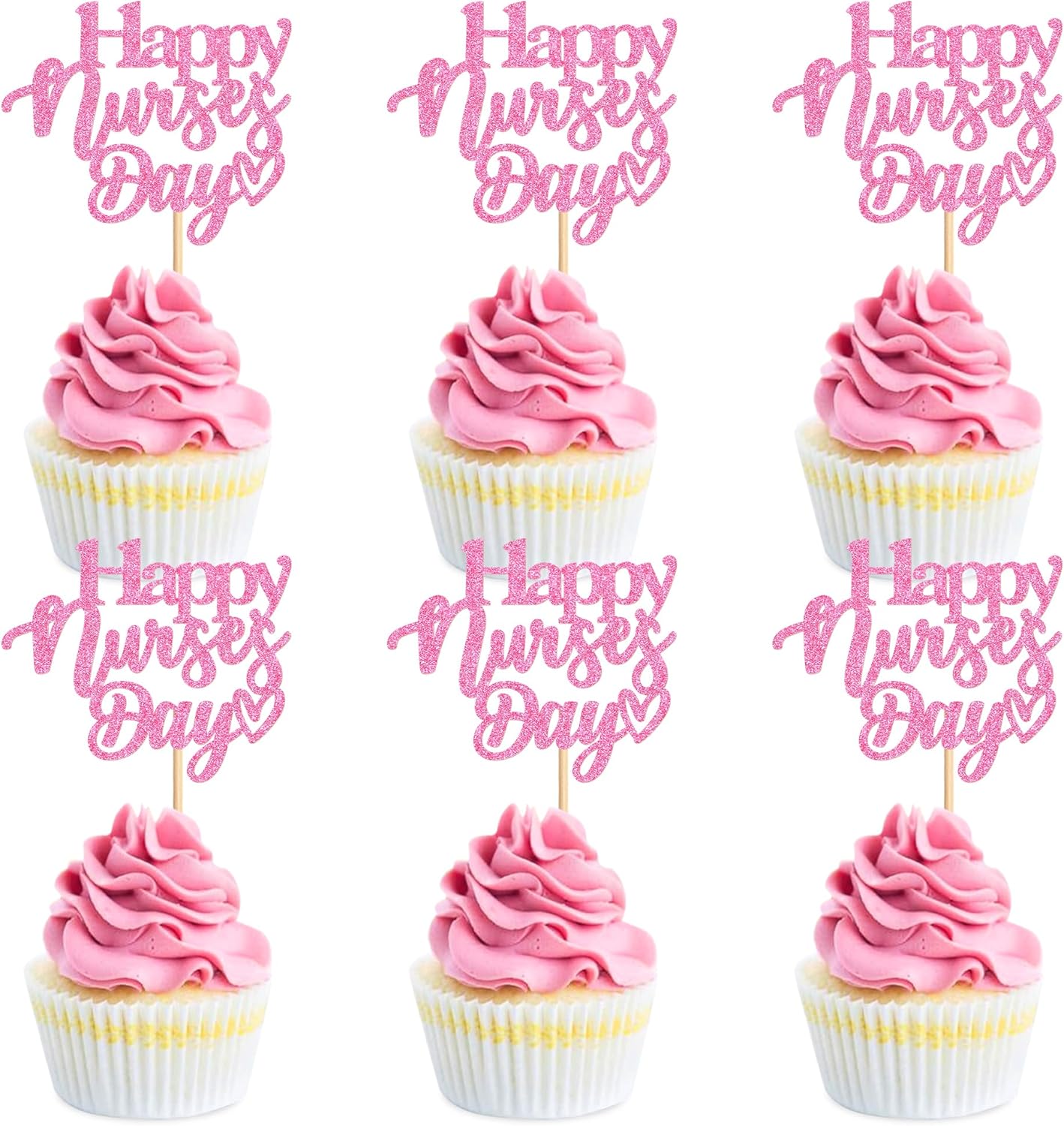 Amazon.com: Ercadio 24Pcs Happy Nurses' Day Cupcake Toppers Glitter ...