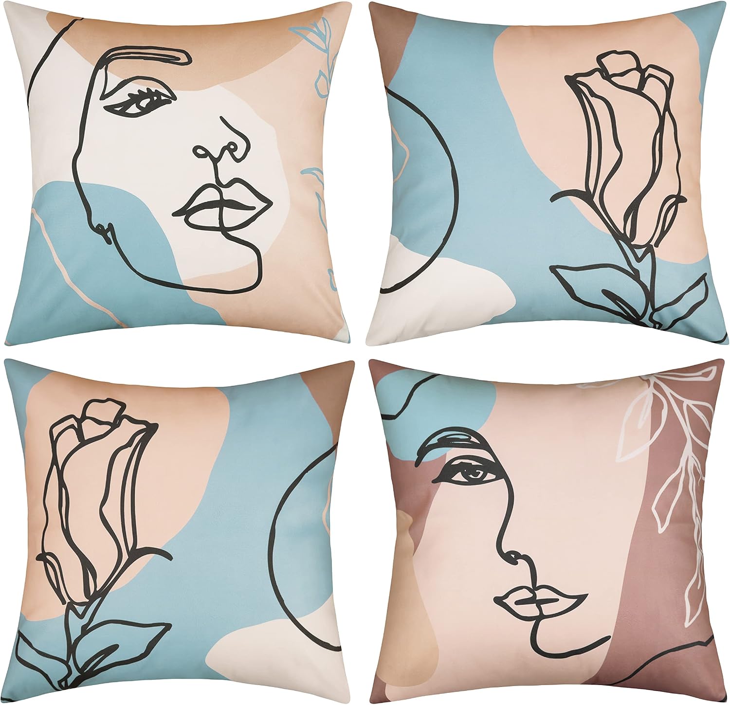 Merrycolor Set di 4 Federe Cuscini in Velluto 45x45, Super Morbida ...