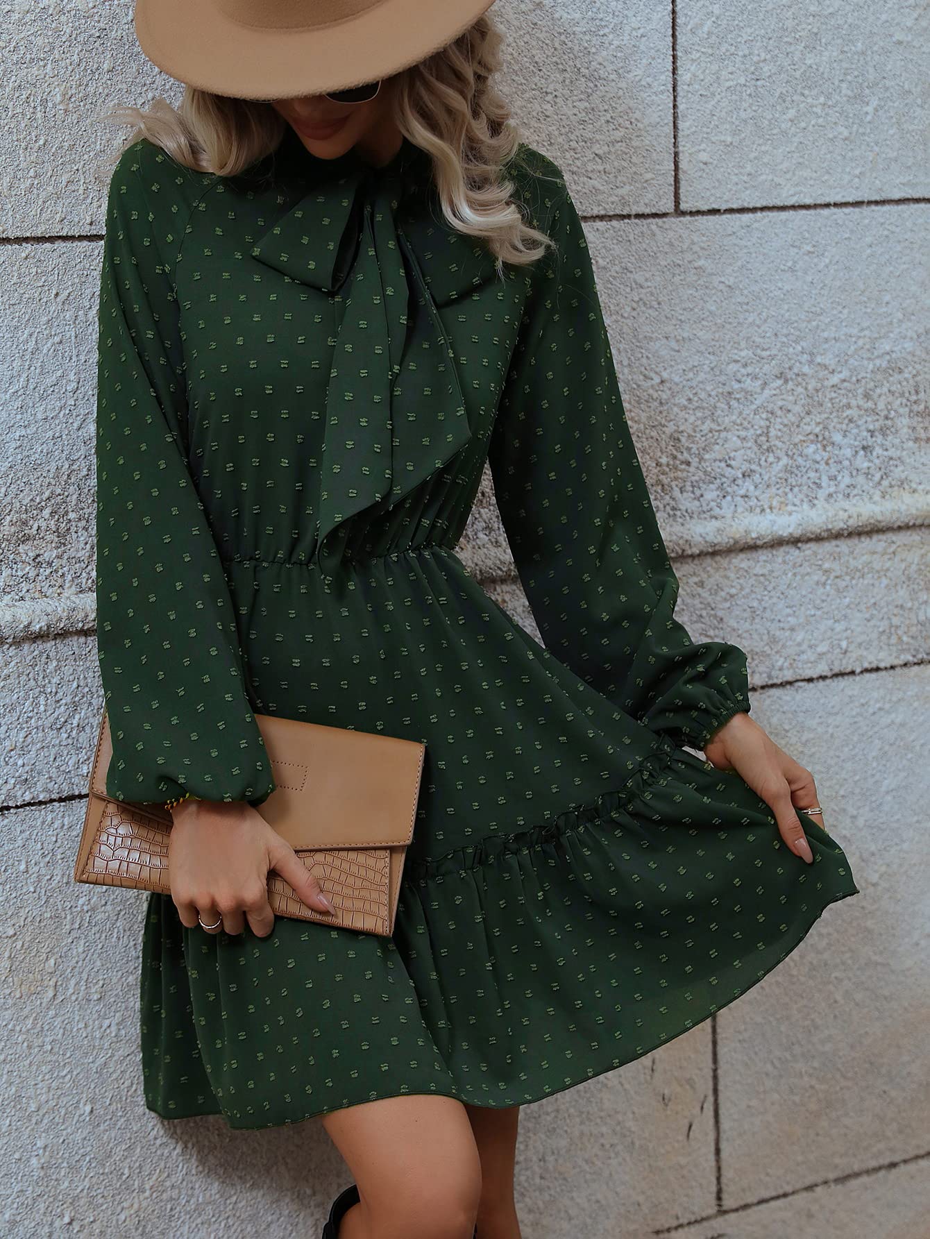 Snapklik.com : Green Long Sleeve Dress For Women Fall Dress Elegant ...