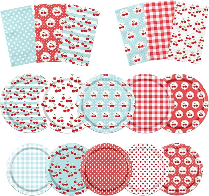 Amazon.com: OGMOGKW Cherry Party Decorations Tableware,60pcs Cherry ...