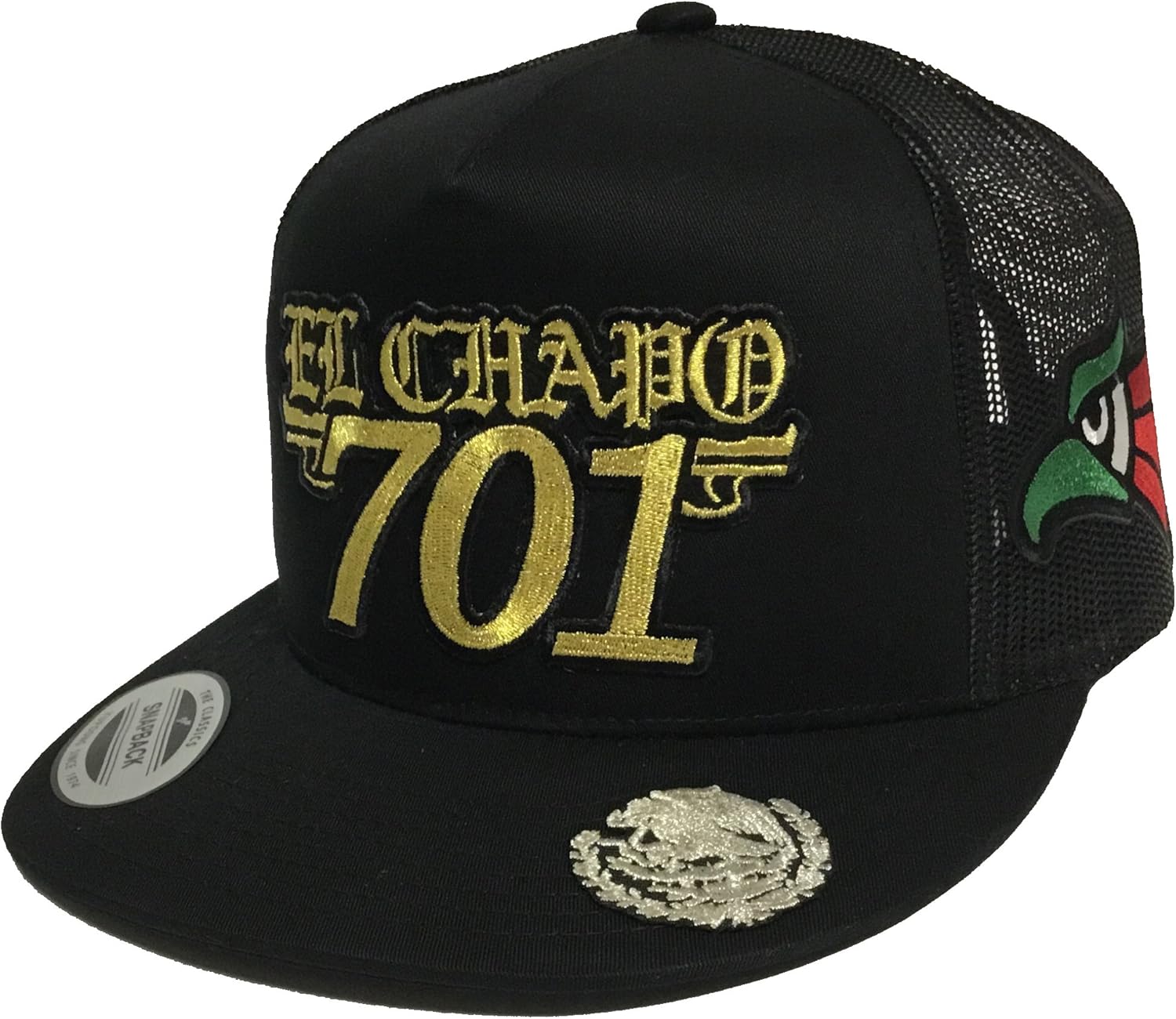 Amazon.com: EL Chapo 701 HAT 3 Logos Aguila EN LA VISERA Black MESH ...