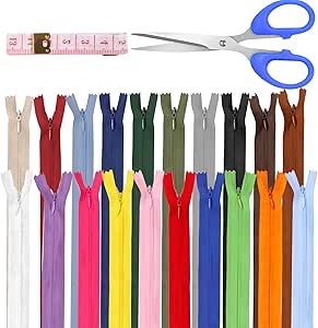 Glarks 22pcs 30cm Nylon Invisible Zippers, 20 Colors Nylon Invisible ...