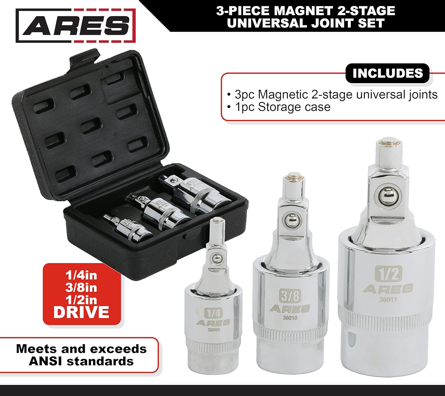 Buy ARES 36006 - 3-Piece Magnet 2-Stage Universal Joint Set – 2-Stage ...