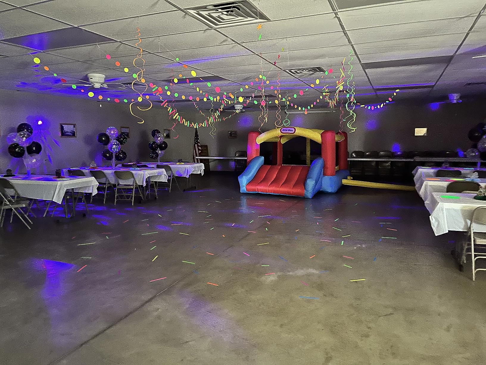 Amazon.com: 122feet UV Neon Streamers Glow Garland Hanging Paper Glow ...