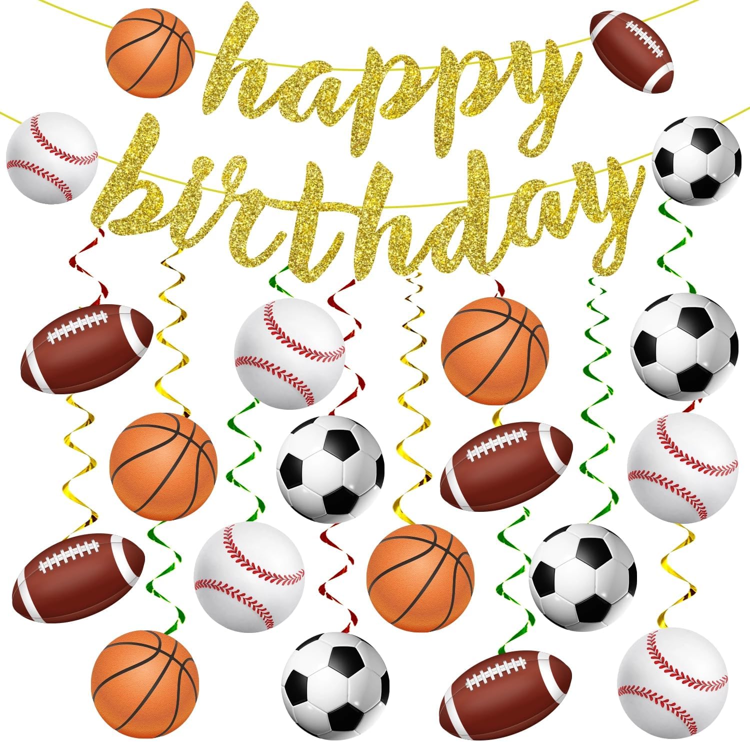 Amazon.com: KORHONEN Sports Birthday Party Decorations - Includes Happy ...