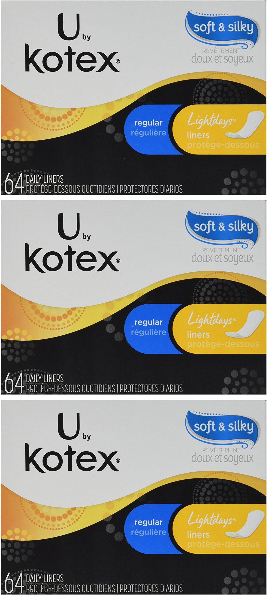 Amazon.com: U by Kotex Lightdays Panty Liners, Regular, 129 Count (Pack ...