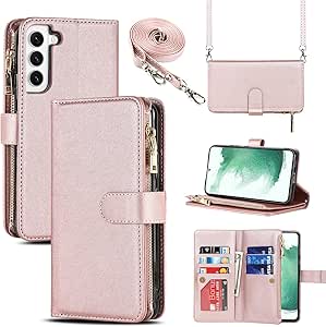 SunYoo for Samsung Galaxy S22 Zipper Wallet Case,[9 Card Holder][Cash Pocket] [Magnetic Closure ...