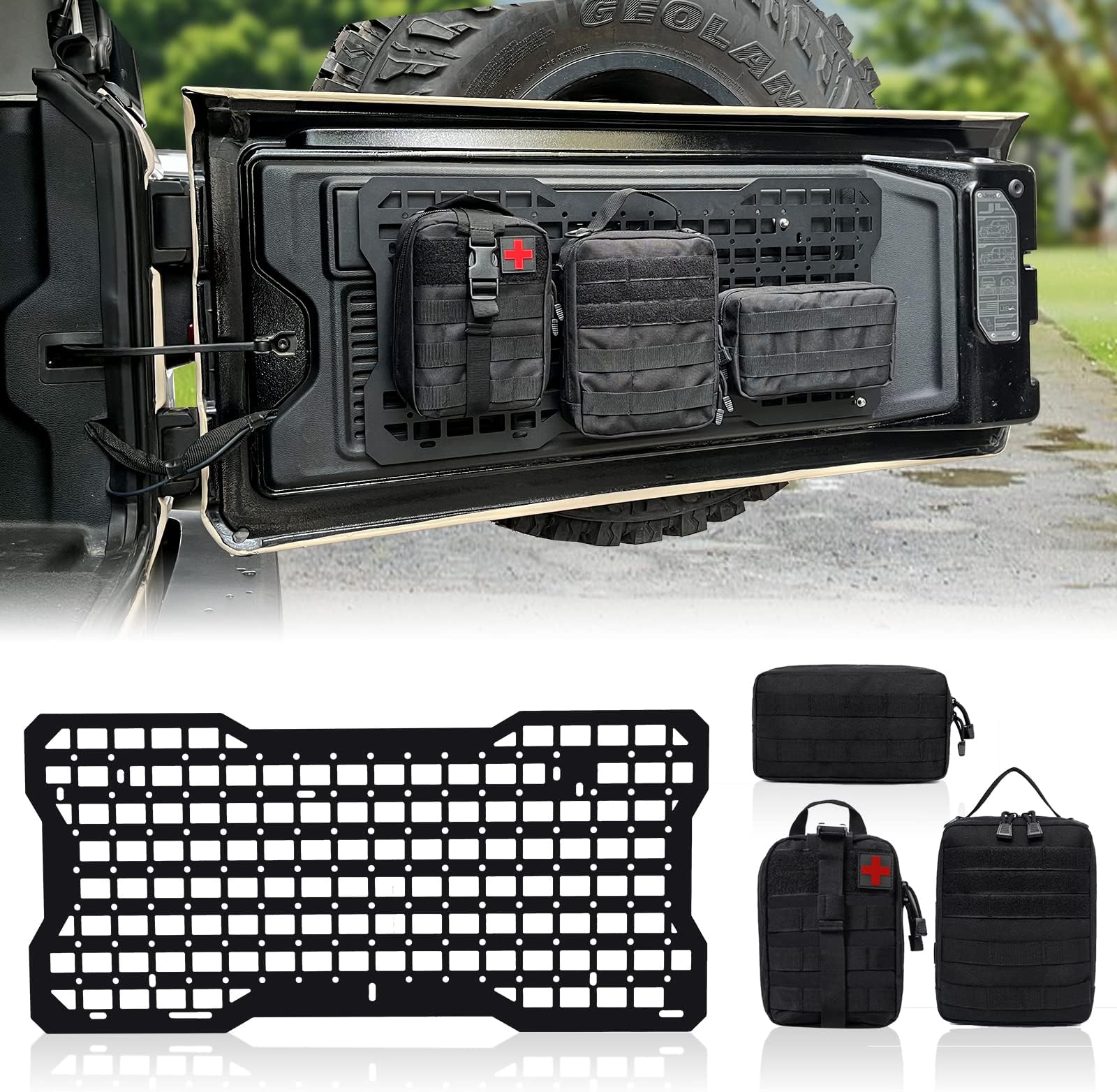 Amazon.com: Z8 Wrangler Tailgate Tactical Panel with 3 Moll Pouch/for ...