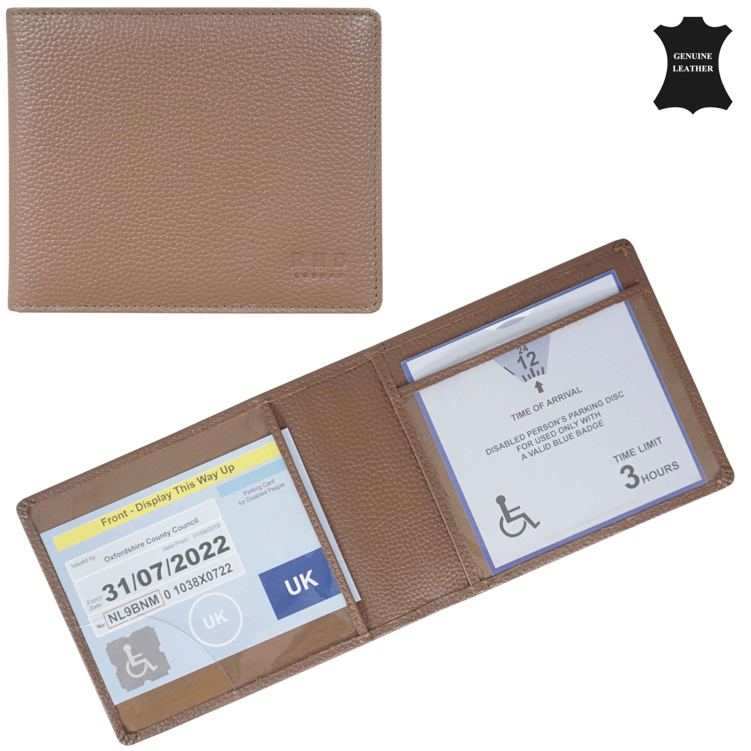 RHB Genuine Leather Disabled Blue Badge Holder with Timer Wallet ...