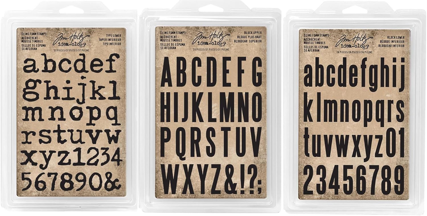 Amazon.com: Tim Holtz Idea-Ology Cling Foam Stamps - Letters & Type - 3 ...