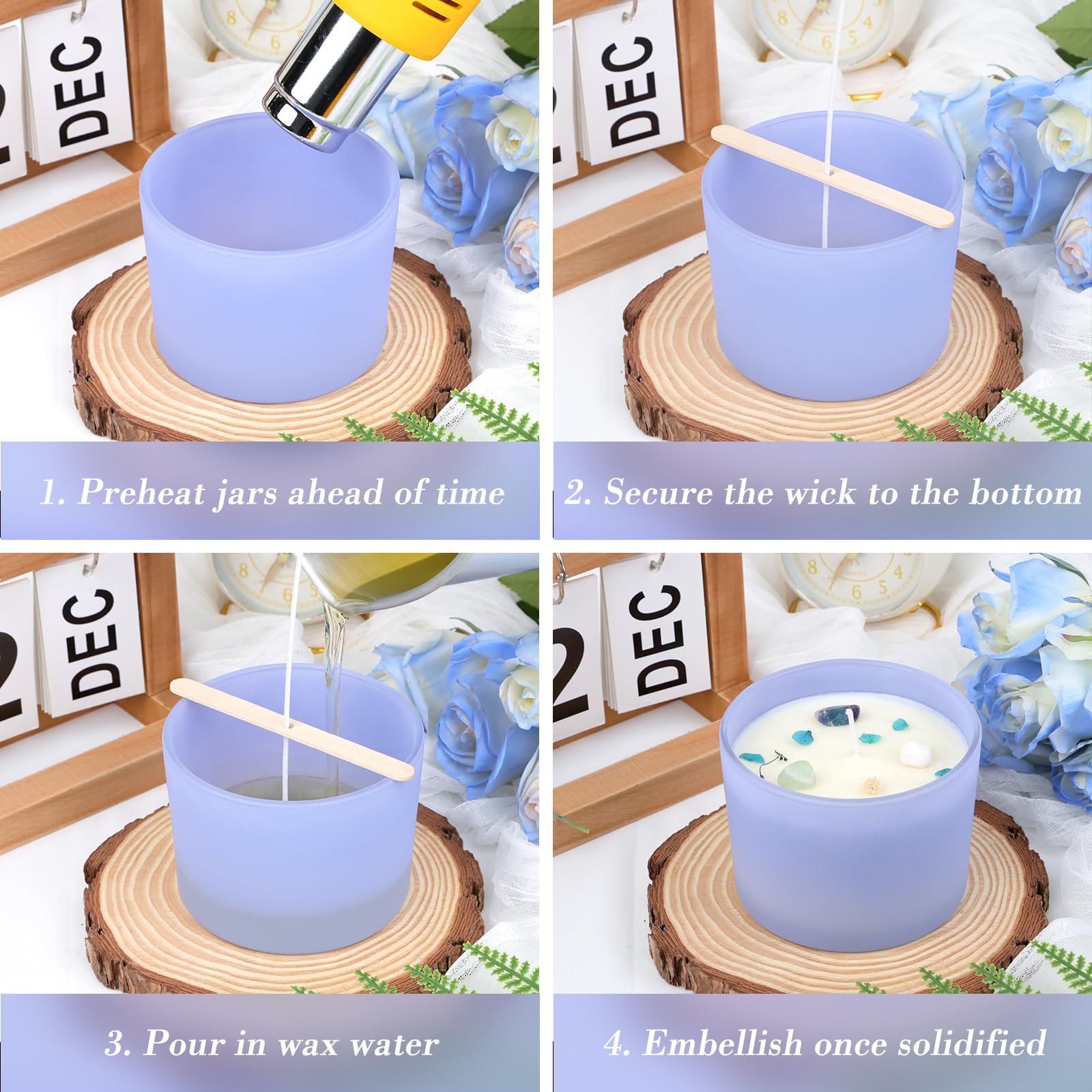 Snapklik.com : CONNOO 8 Pack 12 OZ Purple Glass Wide Mouth Candle Jars ...