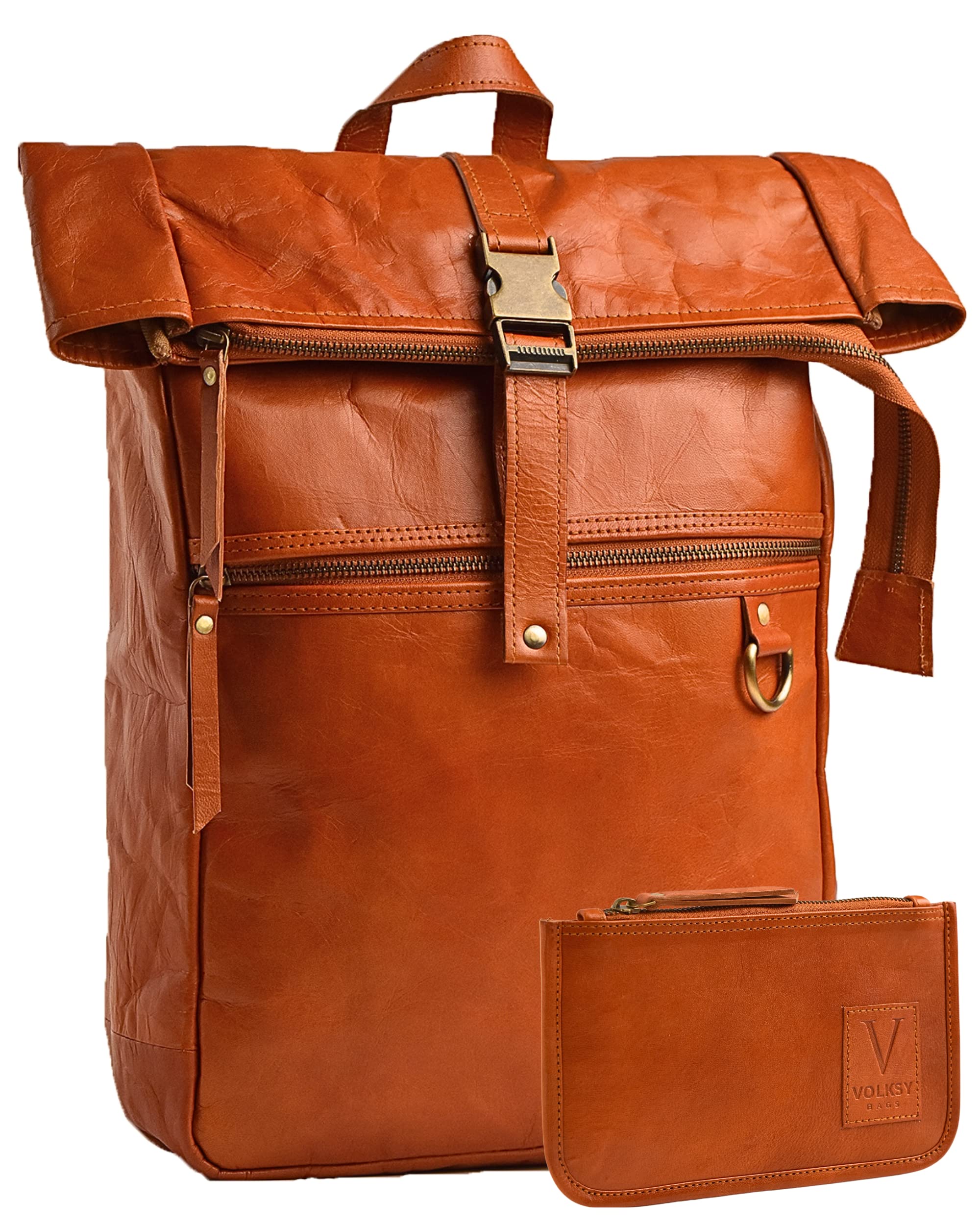 Volksy Bags Leather Backpack for Men & Women, Leather Backpack, Leather ...