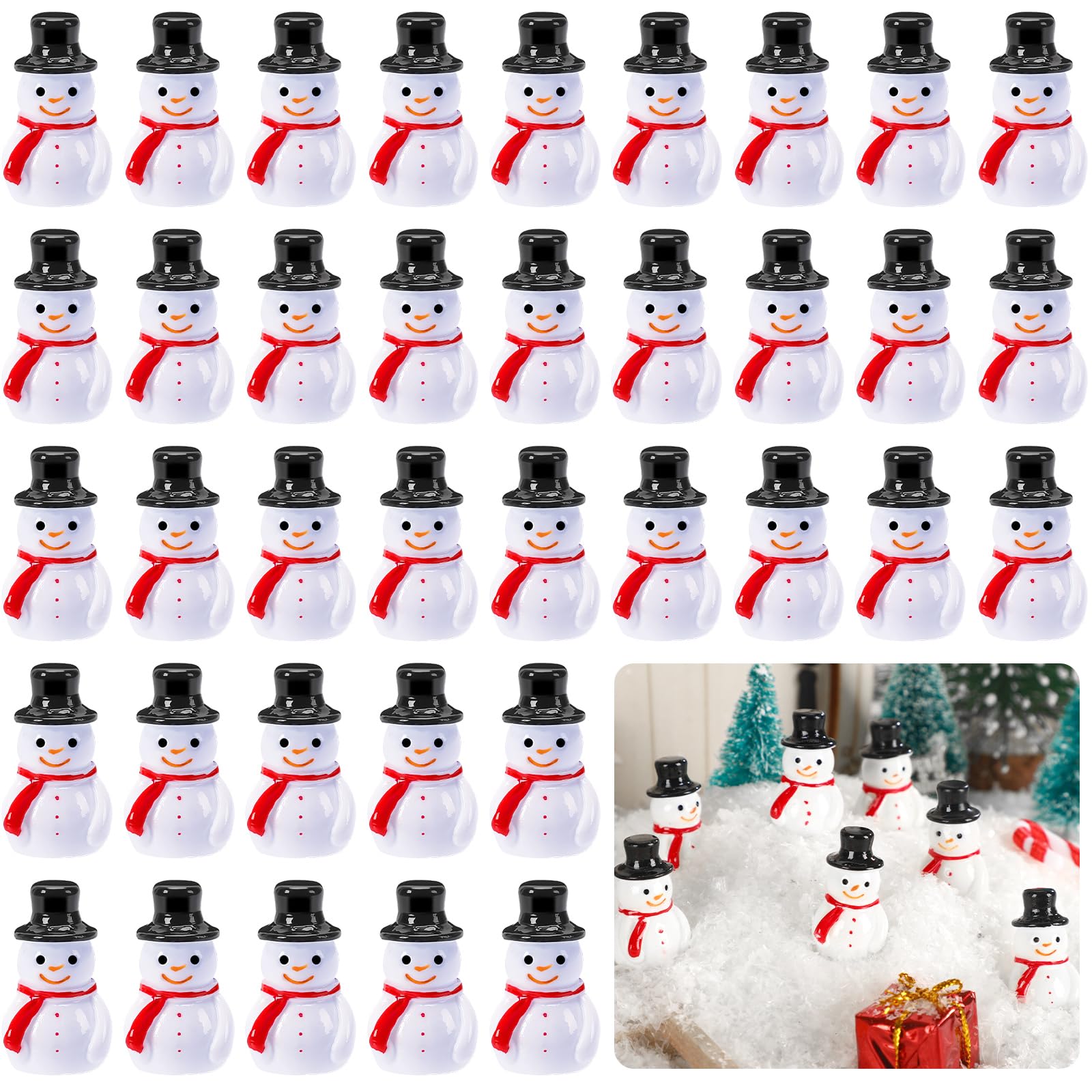 Amazon.com: DTOFOOT 60 Pcs Mini Snowman Figurines Miniature Snowmen ...