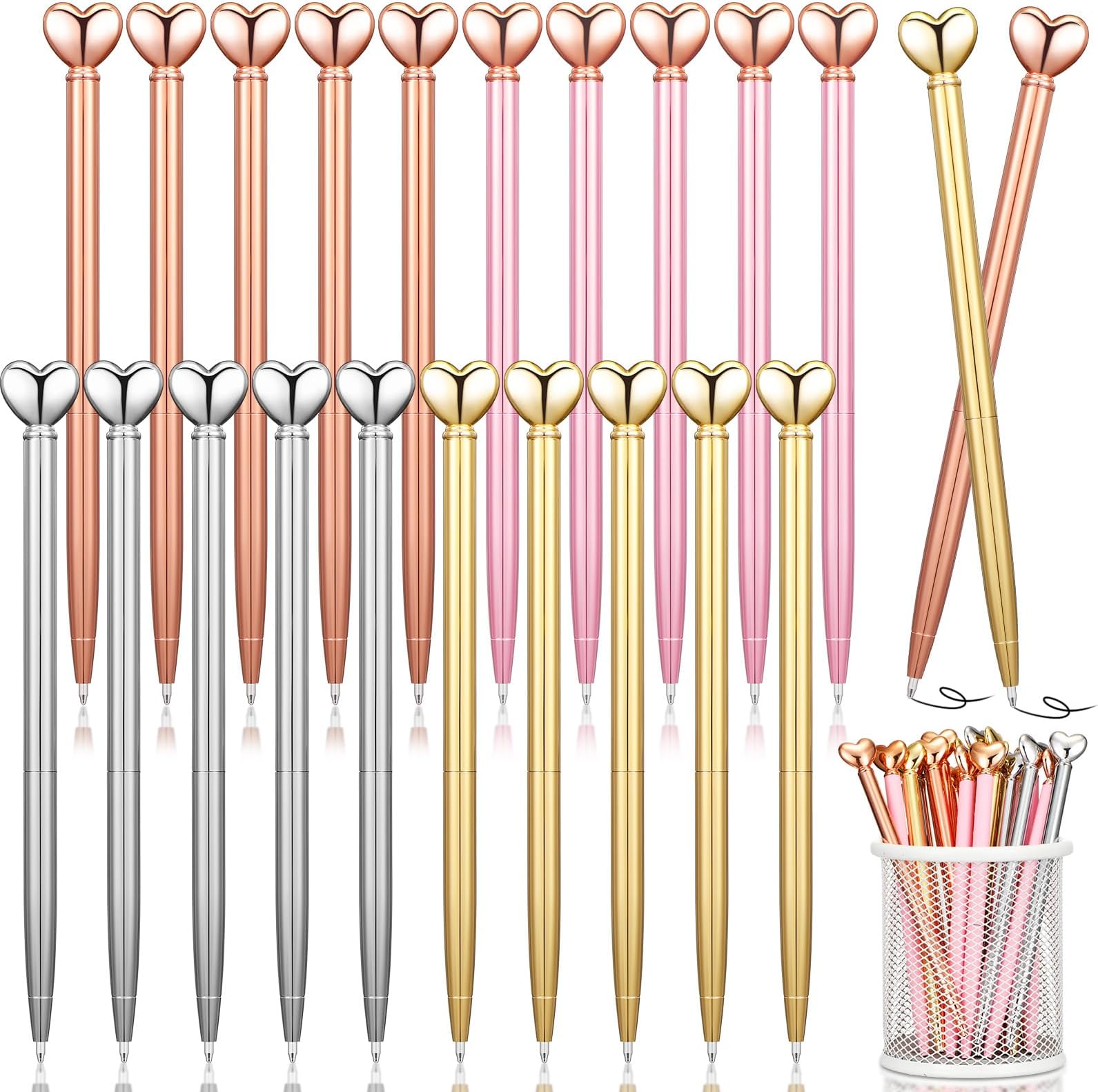 Amazon.com : Fuutreo 20 Pcs Valentines Pens Heart Shaped Metal Pens ...