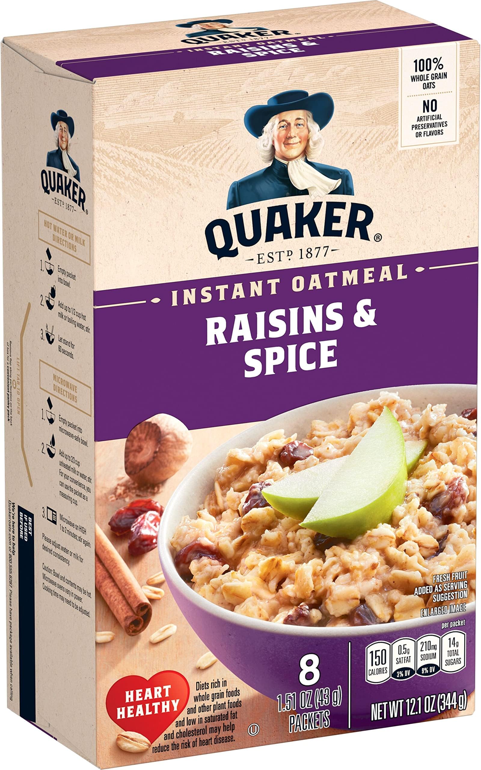 Amazon.com: Quaker Instant Oatmeal Apple Cinnamon, Lower Sugar, 8 Count ...
