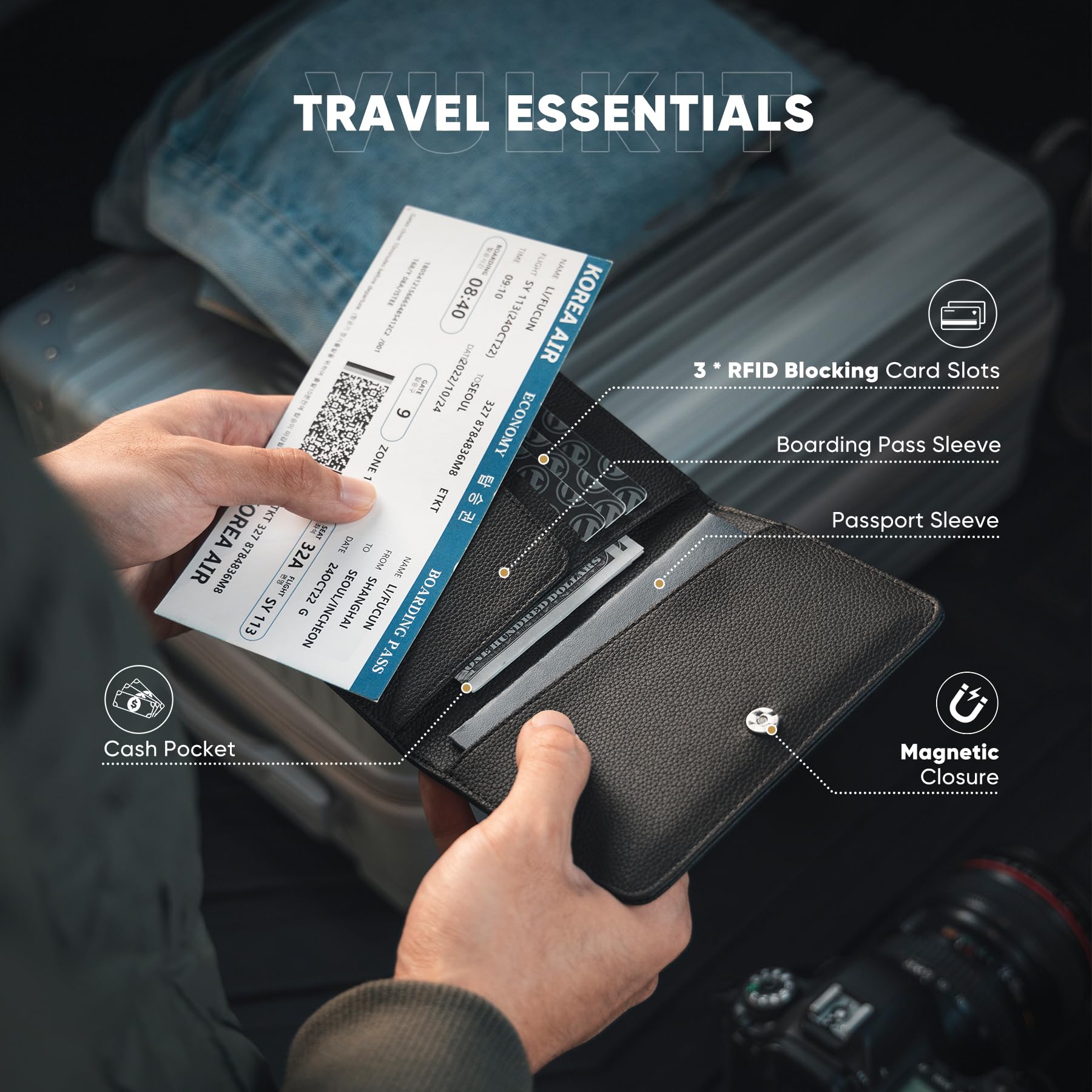 Snapklik.com : Passport Holder Magnetic Closure RFID Blocking Travel ...