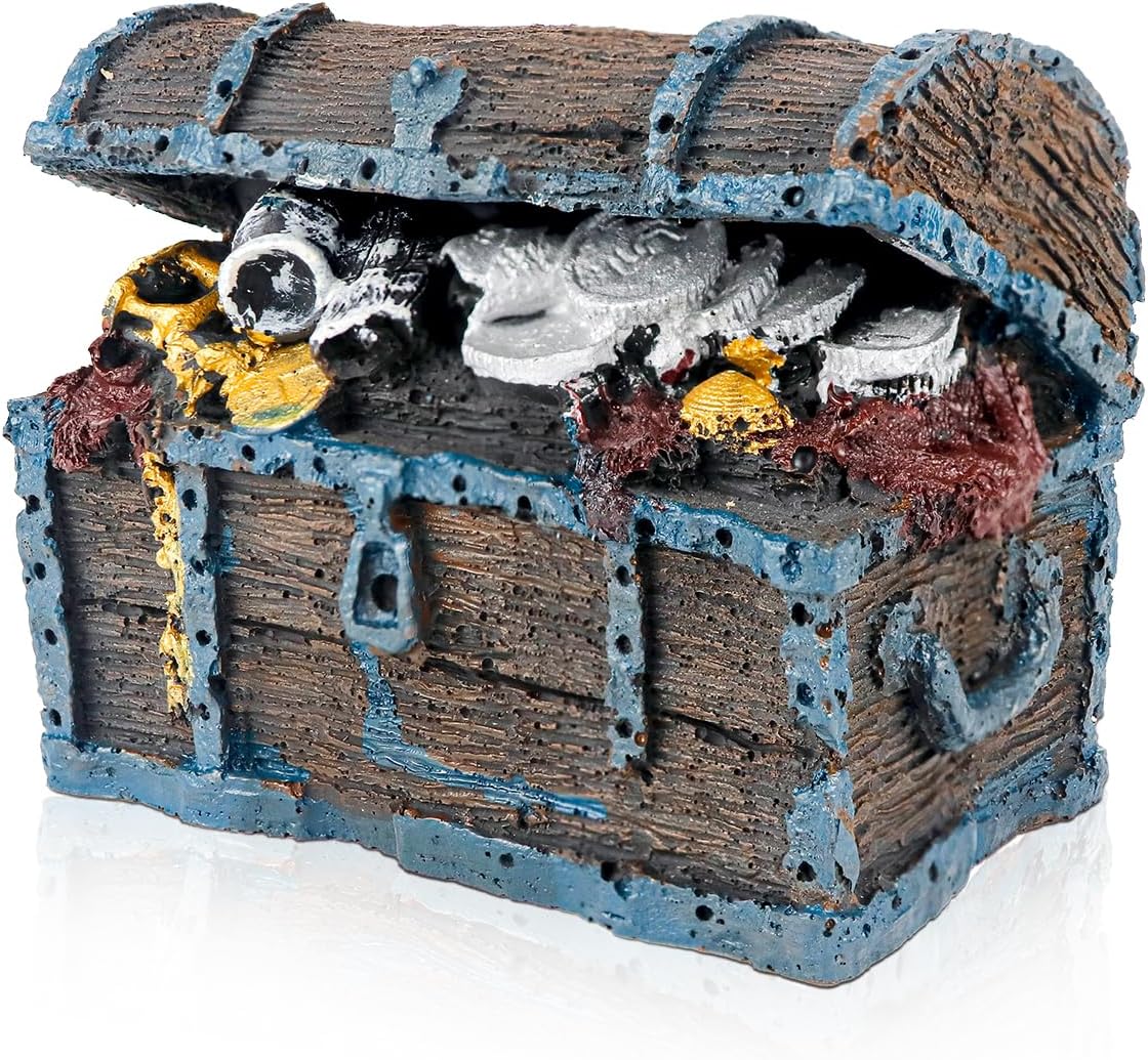 Amazon.com: YOLUFER Aquarium Decorations Resin Treasure Box Ornaments ...
