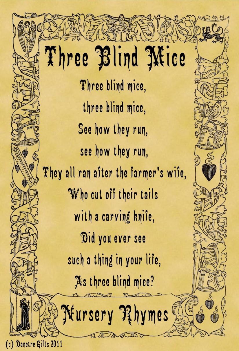Amazon.com: A4 Size Parchment Poster Nursery Rhyme Three Blind Mice ...