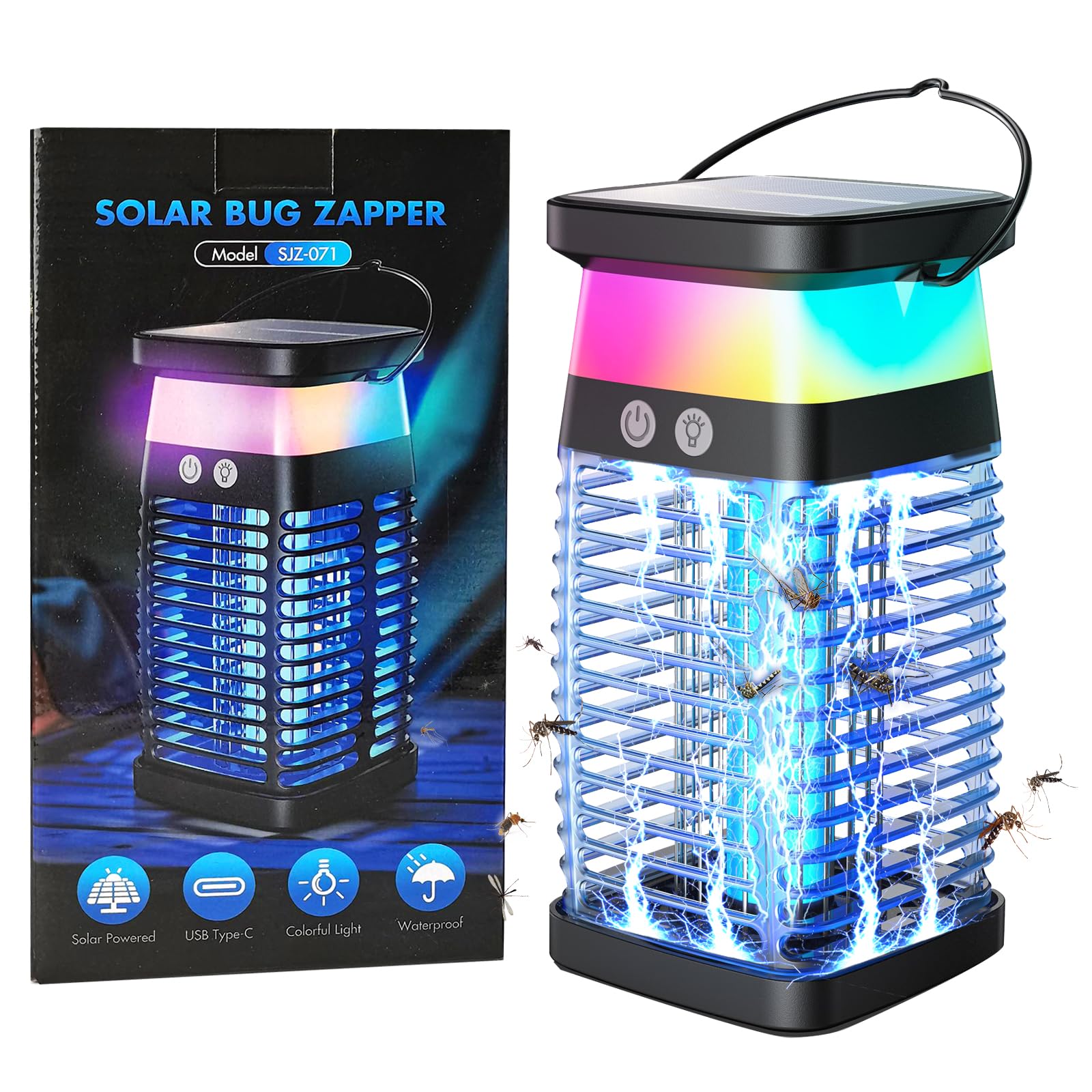 Amazon.com : Solar Bug Zapper Outdoor,Portable Mosquito Zapper, Indoor ...