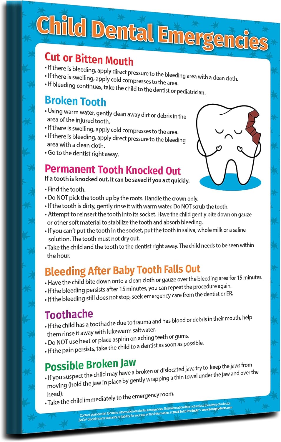 Amazon.com : Safety Magnets ZOCO – Kids Dental Emergencies Posters (20 ...