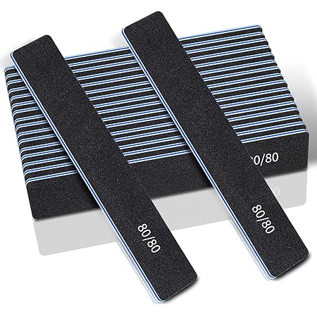 Amazon.com : 12 Pcs Nail File 80/80 Grit Nail Files for Acrylic Nails ...