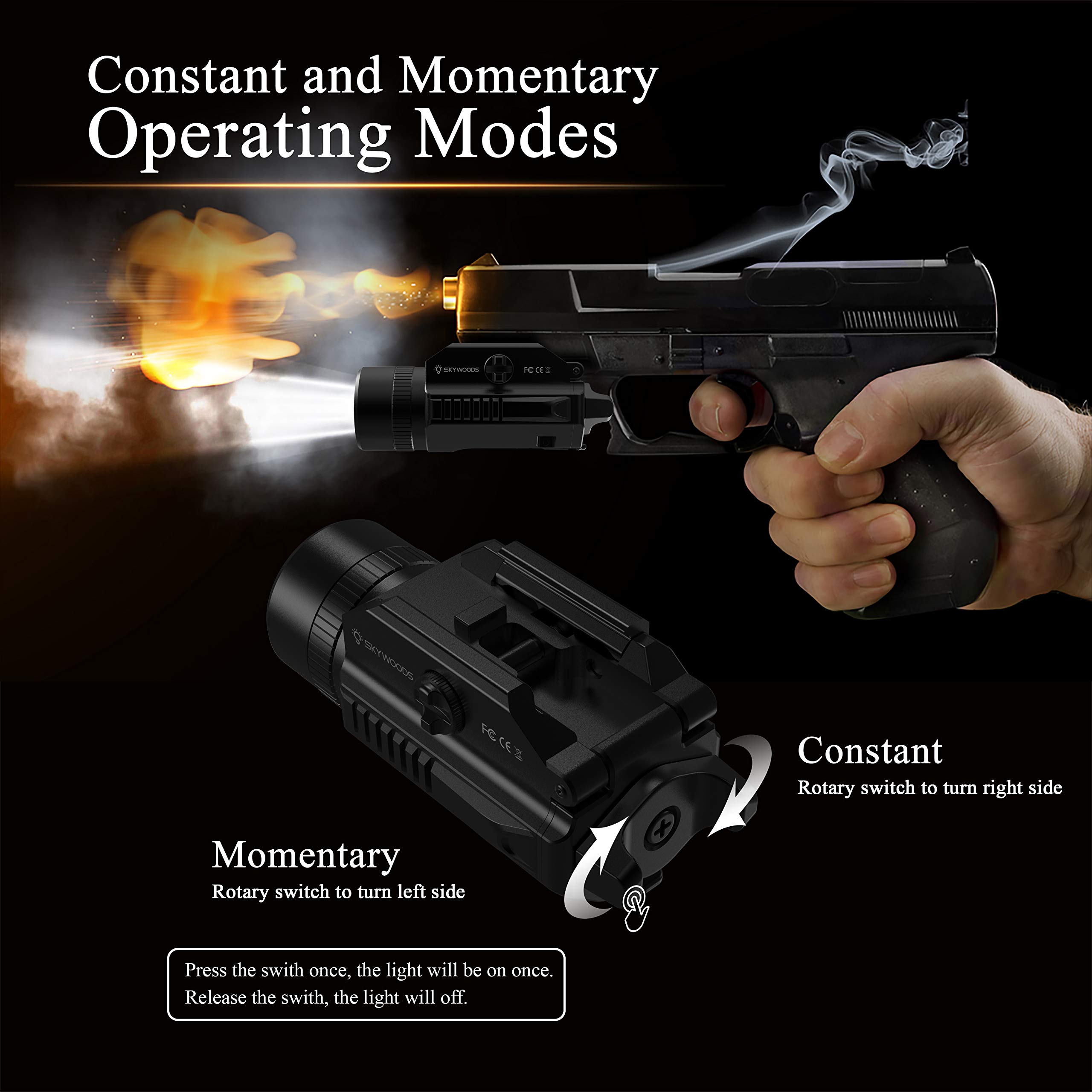Buy SKYWOODS 1200 Lumen Rail Mounted Tactical Pistol Flashlight for ...