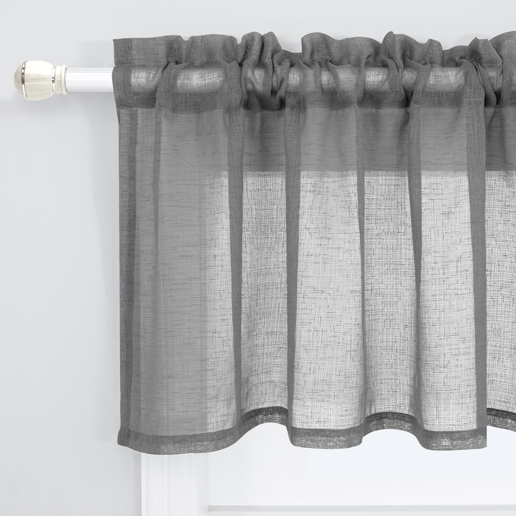 Amazon.com: KOUFALL Gray Valances for Windows,Sheer Linen Look Valance ...