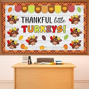 Amazon.com: Thanksgiving Turkey Bulletin Board Set Fall Leaf Thankful ...