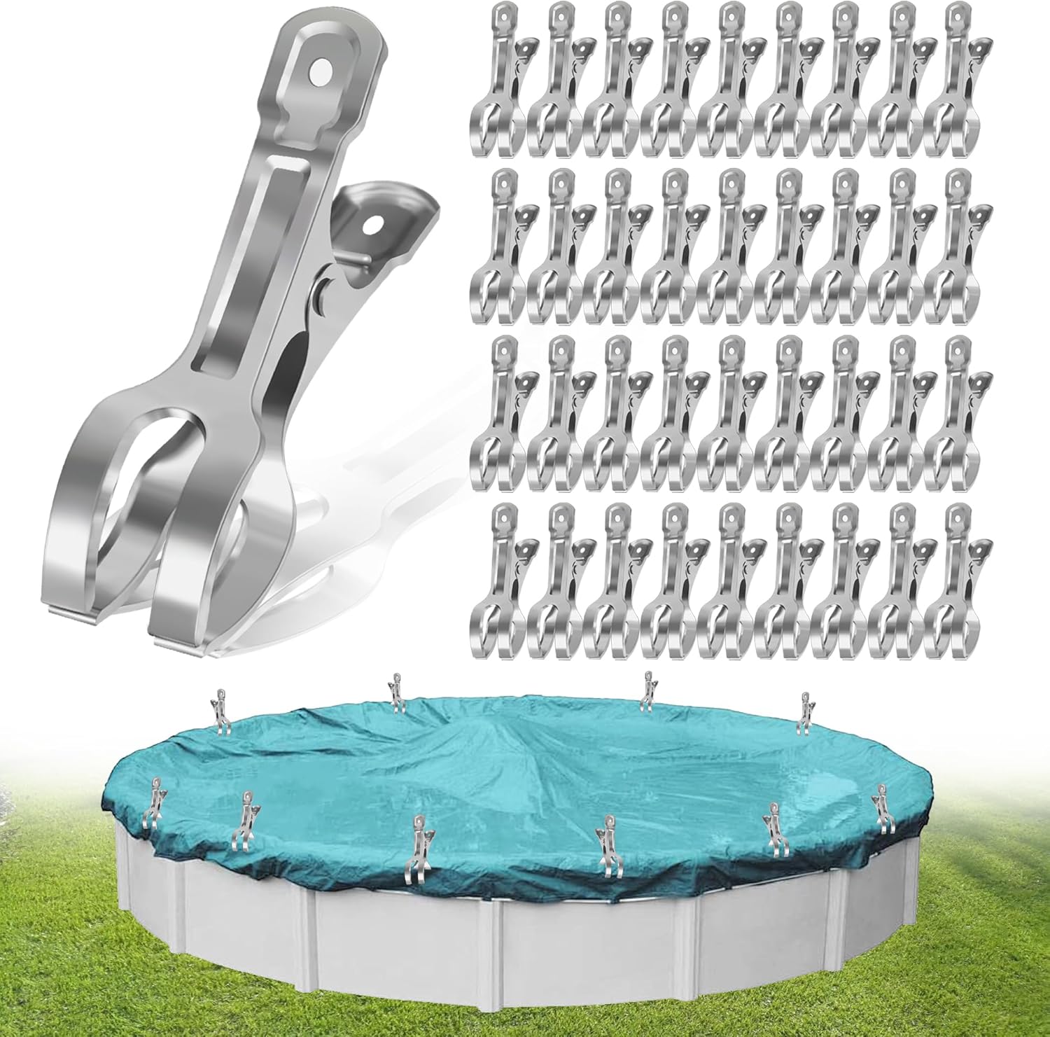 Amazon.com: 36Pcs 3.3 Inch Pool Cover Clips, Stainless Steel Pool Cover ...