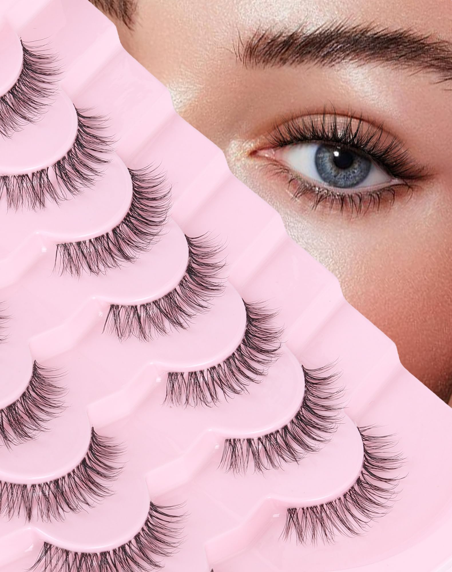 Amazon.com: Wispy Lashes Natural Look Natural Eyelashes Fake Eyelashes ...