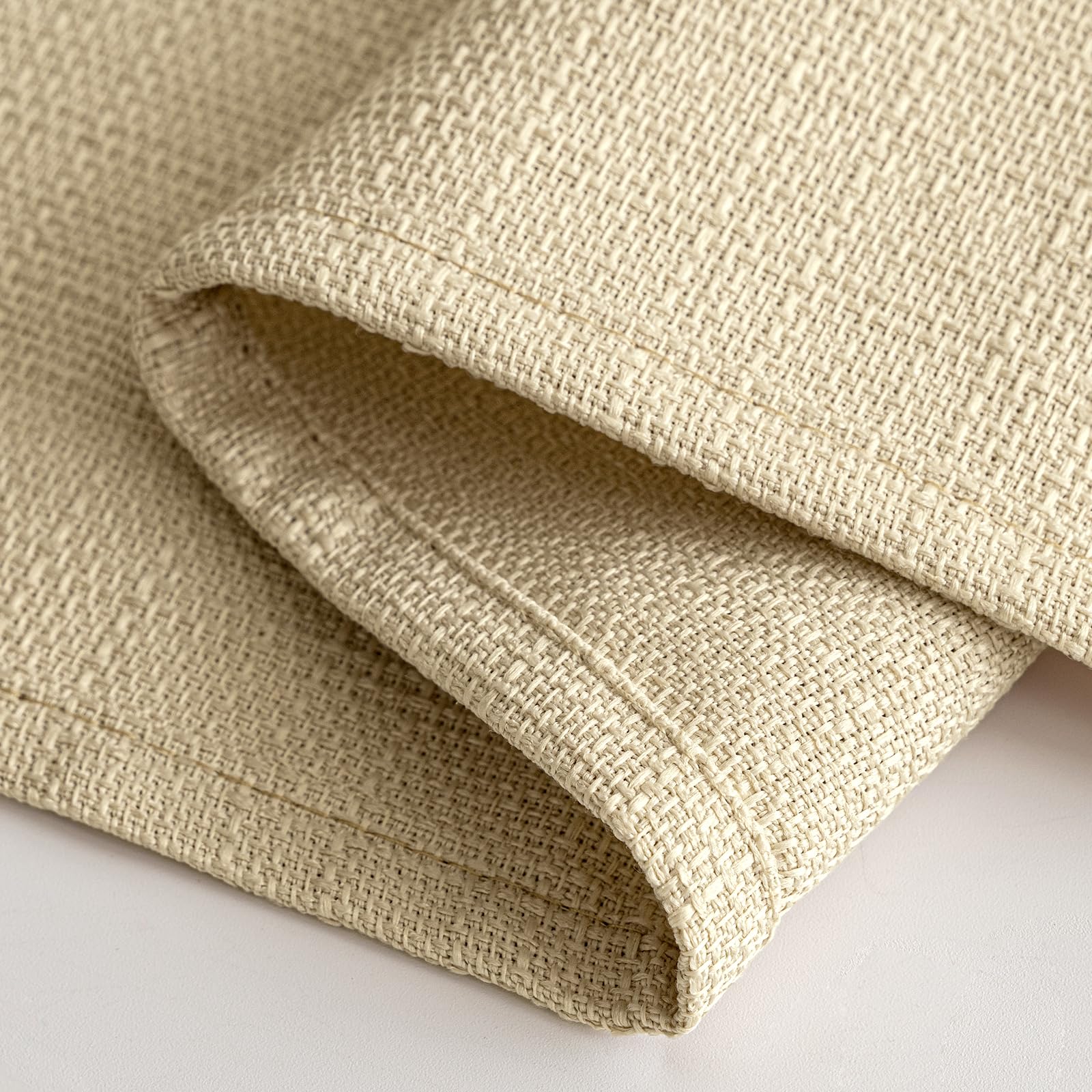 MIULEE Light Beige Faux Linen Textured Curtains 84 Inch Length 2 Panels ...