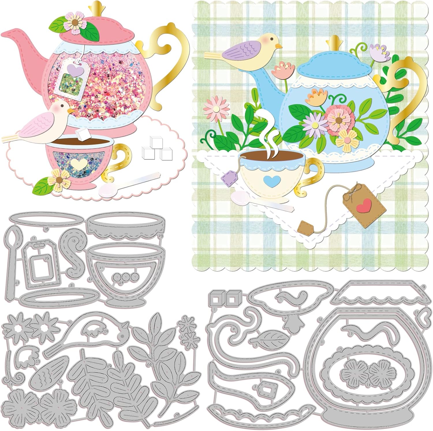 Amazon.com: GLOBLELAND Afternoon Tea Cutting Dies Flowers Carbon Steel ...