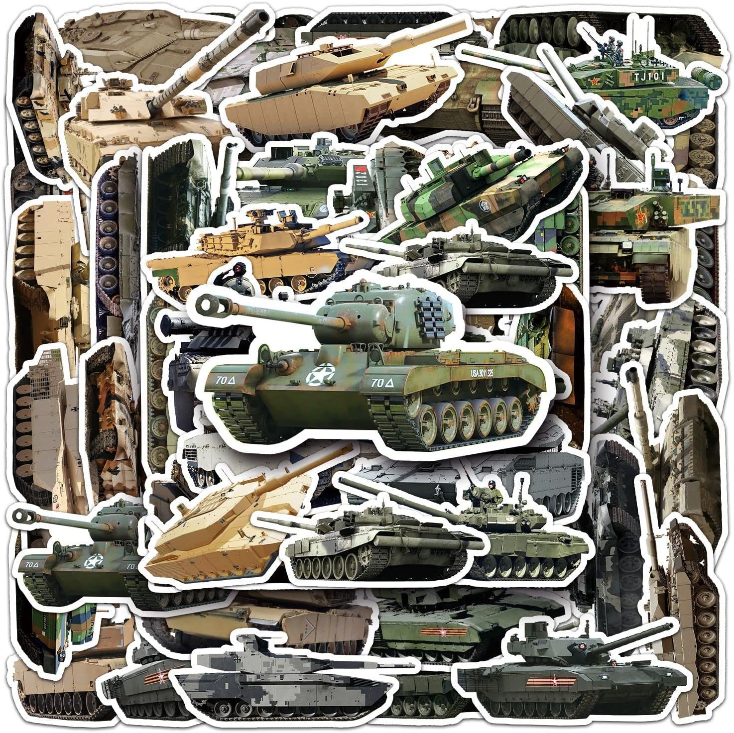 Amazon.com: 50 Pcs Tank Stickers Cartoon Waterproof Military Sticker ...