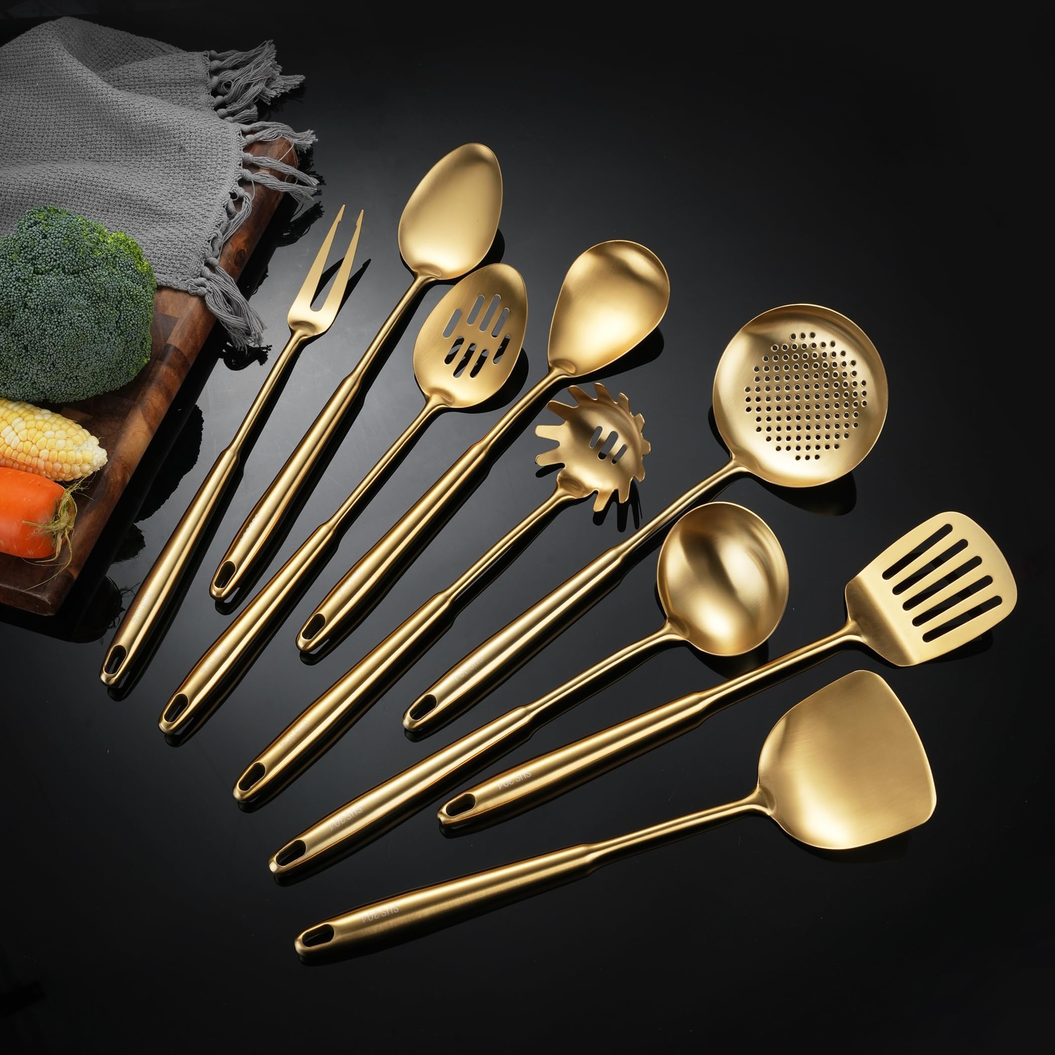 Amazon.com: Gold Cooking Utensils with Gold Measuring Cups and Spoons ...