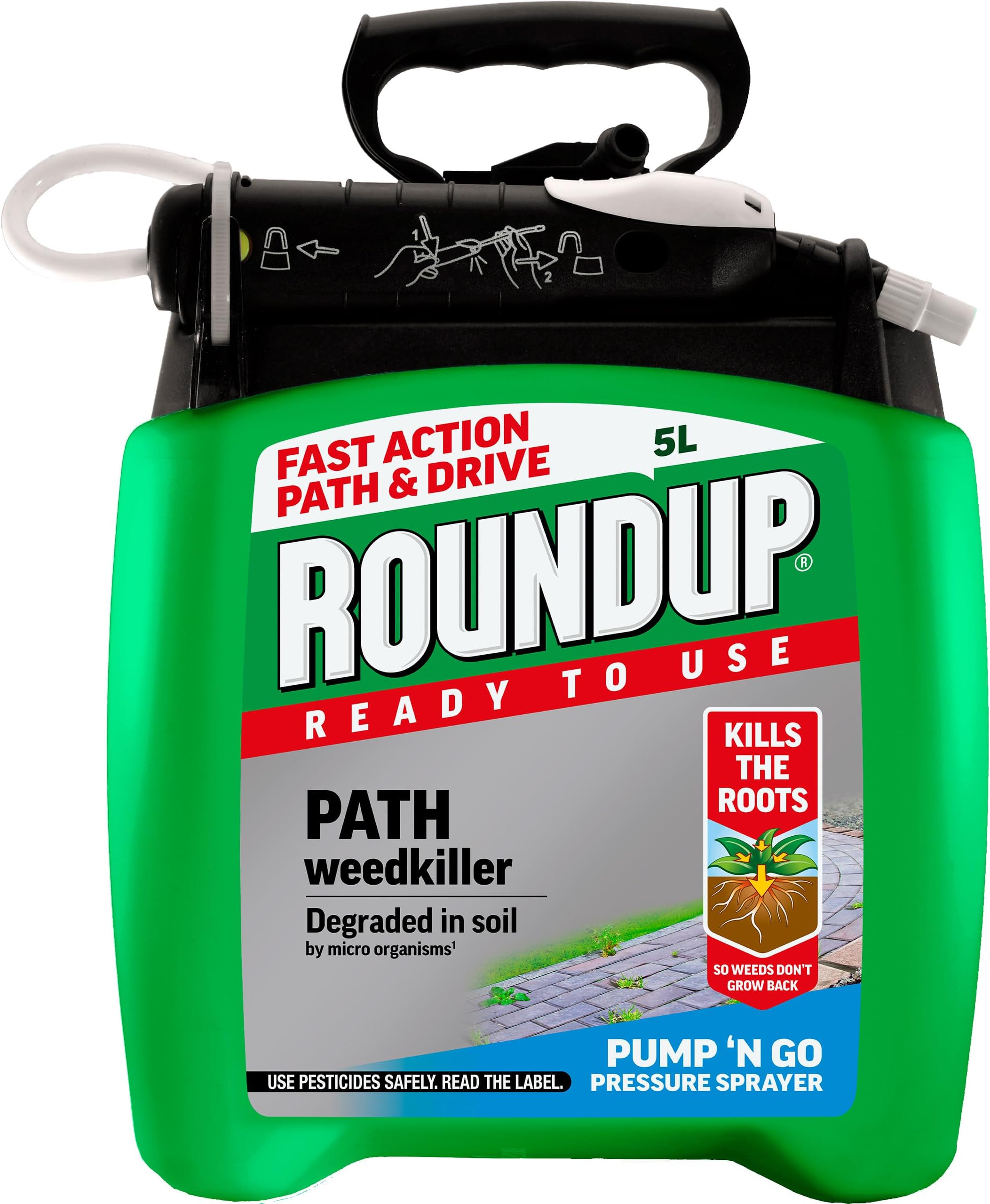 Roundup Fast Action Weedkiller Pump 'N Go Ready To Use Spray, 5 Litre ...