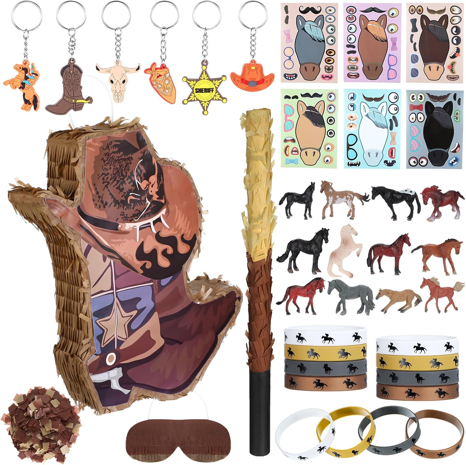 Amazon.com: Quelay 15.8'' Western Cowboy Boot Piñata Horse Birthday ...