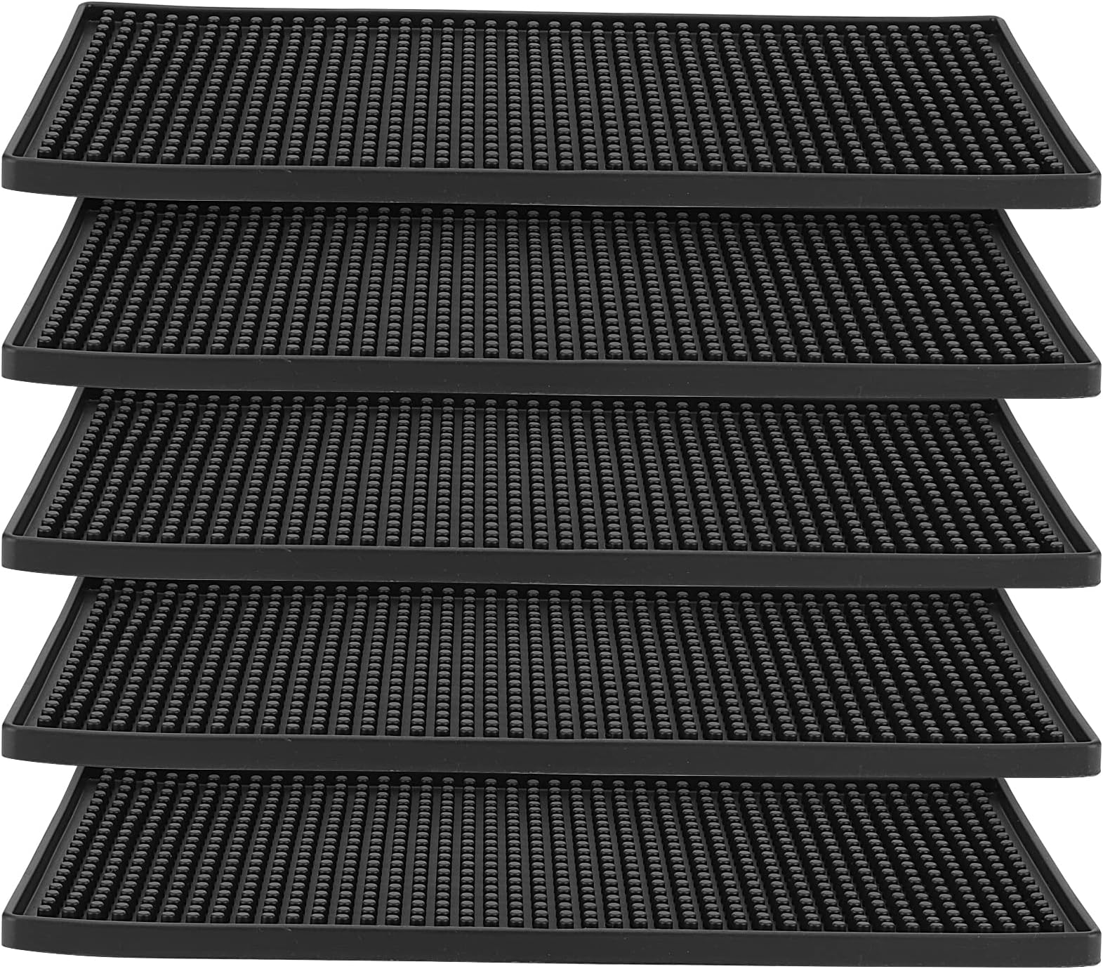 ZEONHAK 5 PCS Black Rubber Bar Mat, 12 x 6 Inch (30 x 15cm ...