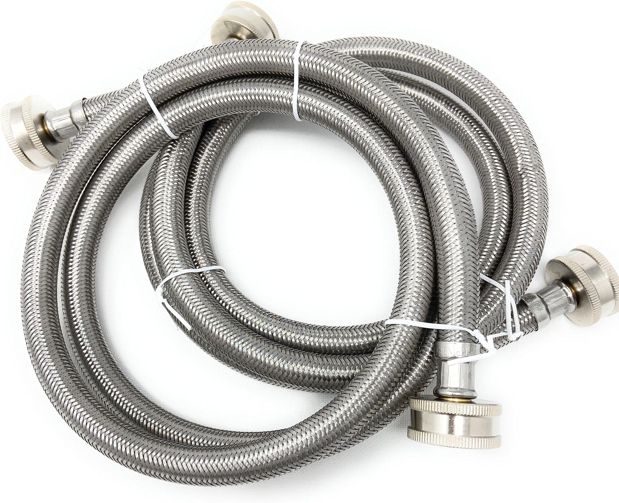 Amazon.com: K&J Premium 4ft Stainless Steel Washing Machine Hoses Burst ...