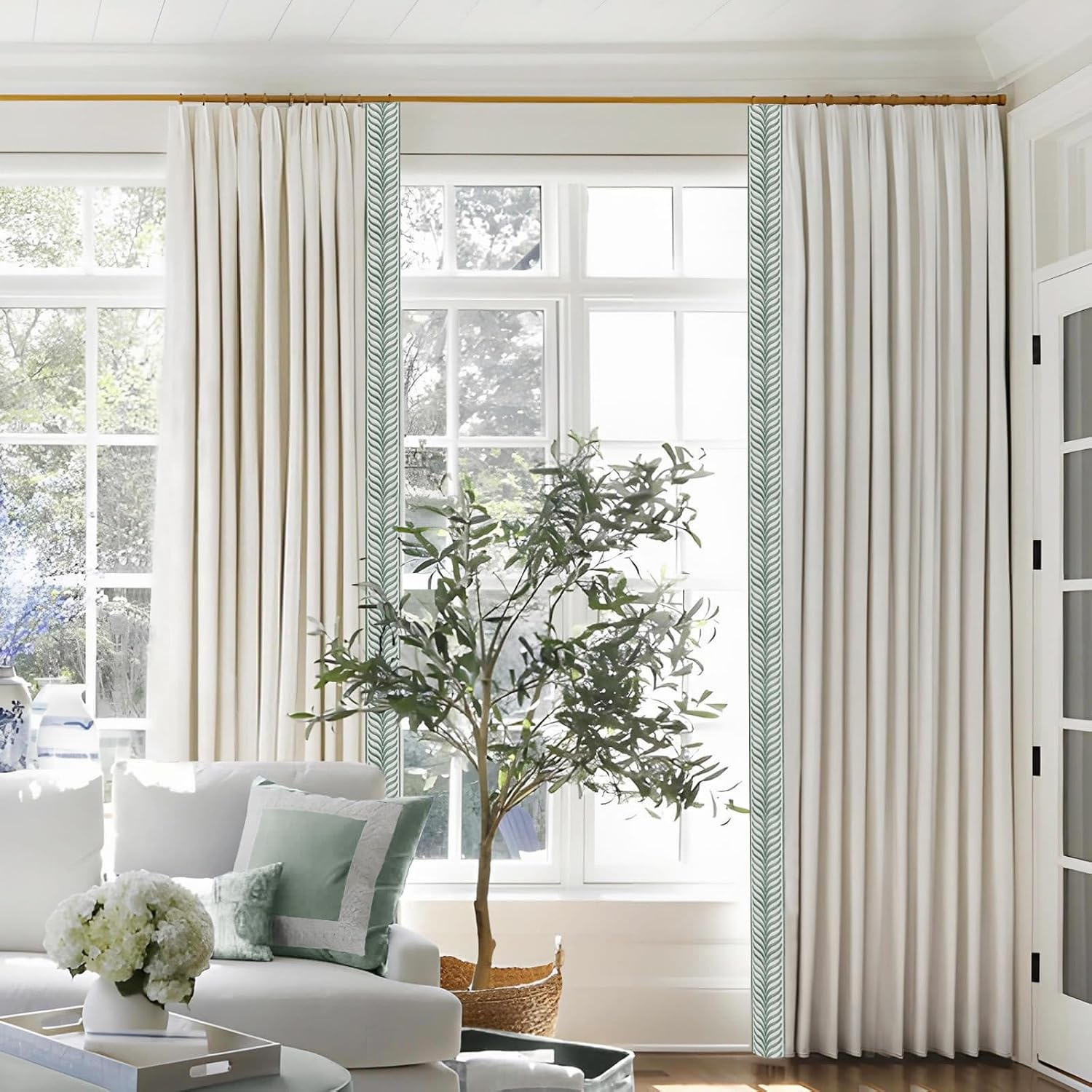 Amazon.com: DotheDrape 60W x 90L inch Pinch Pleated Drapes with Green ...