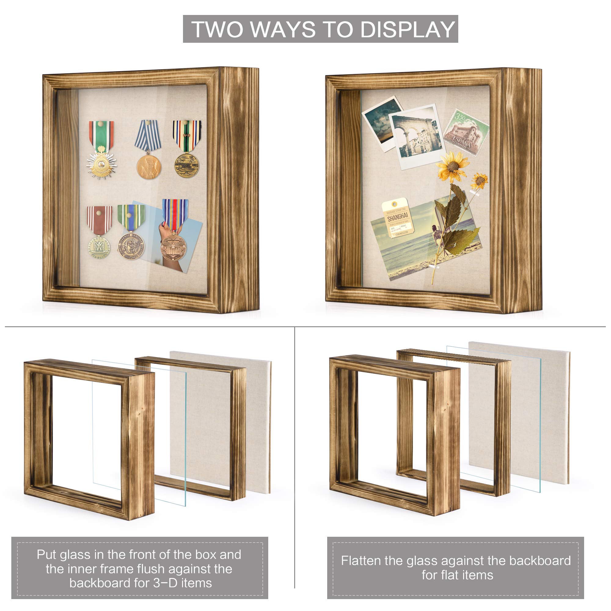 Love-KANKEI Shadow Box Frame 11x11 Shadow Box Display Case with Solid ...