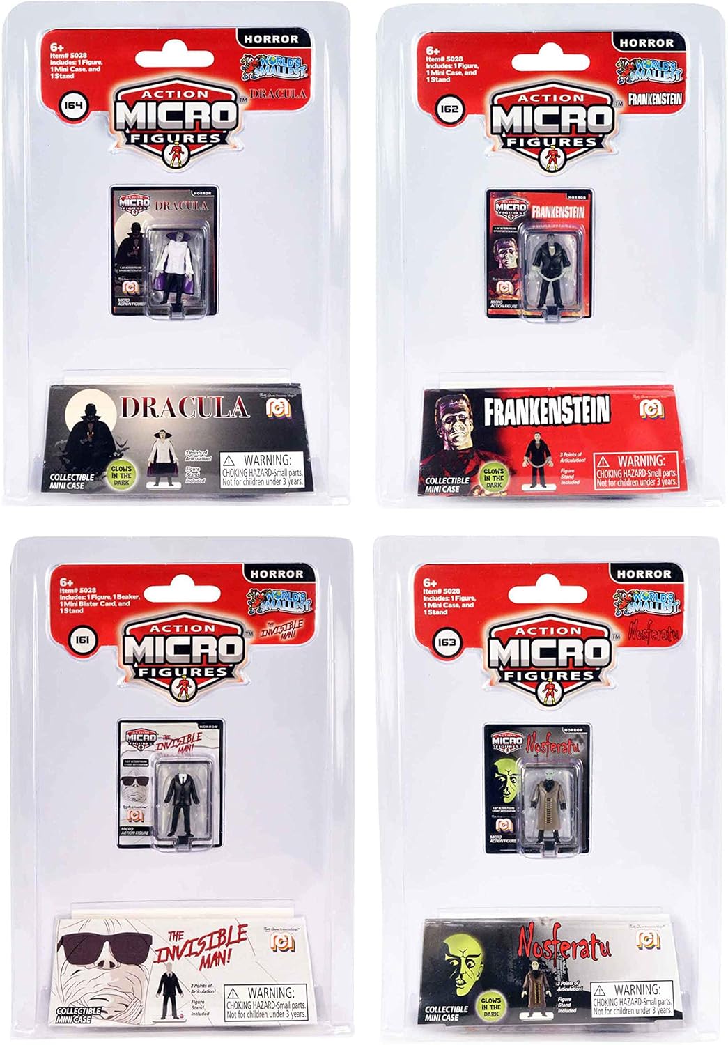Amazon.com: Worlds Smallest Mego Horror Micro Action Figures – (Bundle ...
