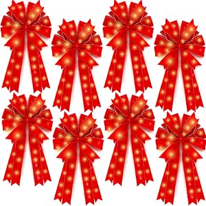 Amazon.com: Liliful 8 Pack Extra Large LED Christmas Bows 25 x 15 Inch ...