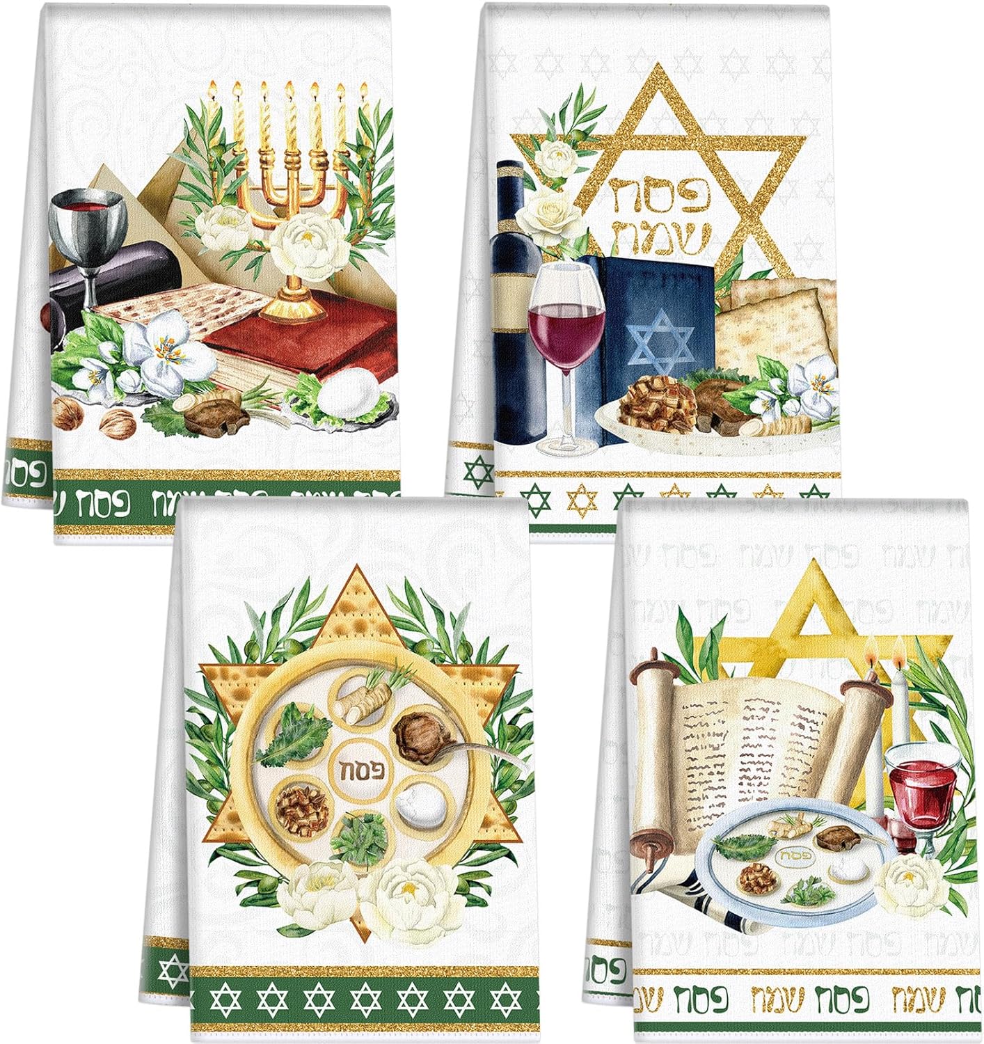 Amazon.com: Mindsoft 4 Pcs Passover Themed Kitchen Towel 15.75 x 23.62 ...