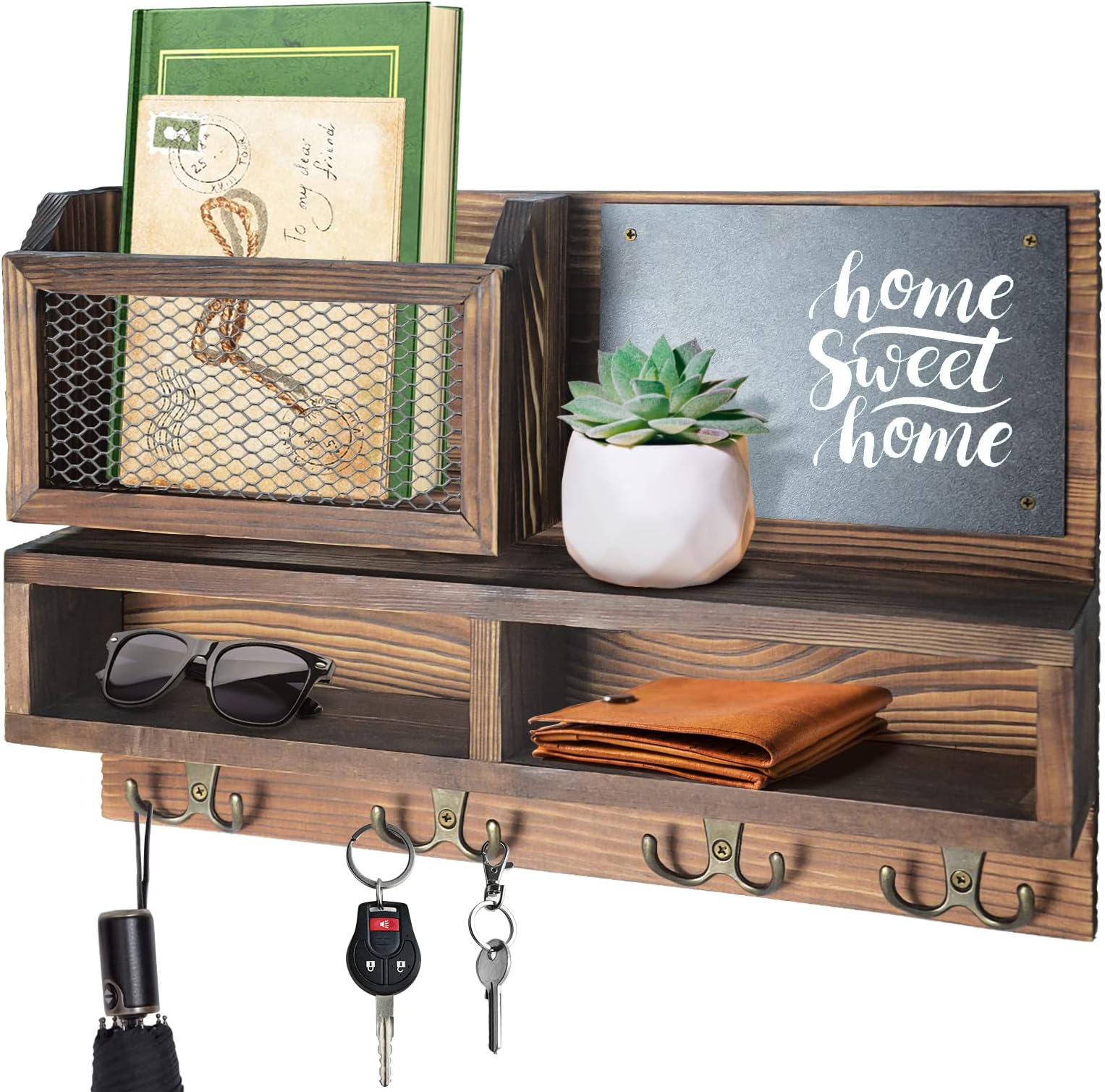 Amazon.com: MyGift Wall Mounted Entryway Mail Holder and Key Organizer ...