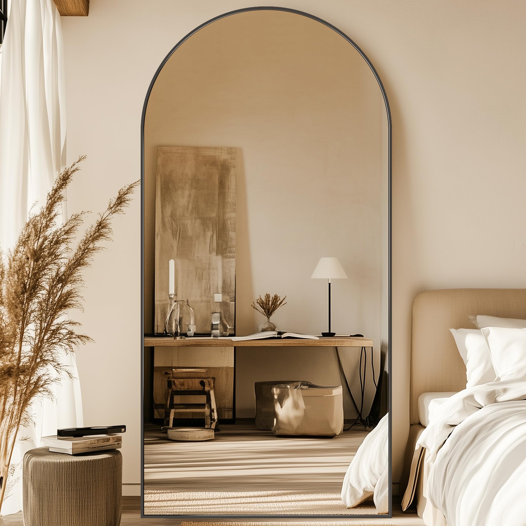 Amazon.com: Full Length Mirror 77"x38" Oversized Arched Mirror Large S ...