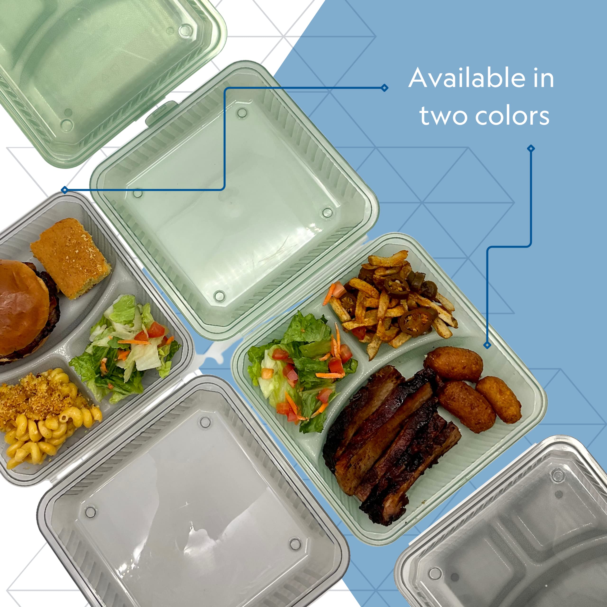 Economy Take Out Container 3 Compartment Hinged Take Out Container