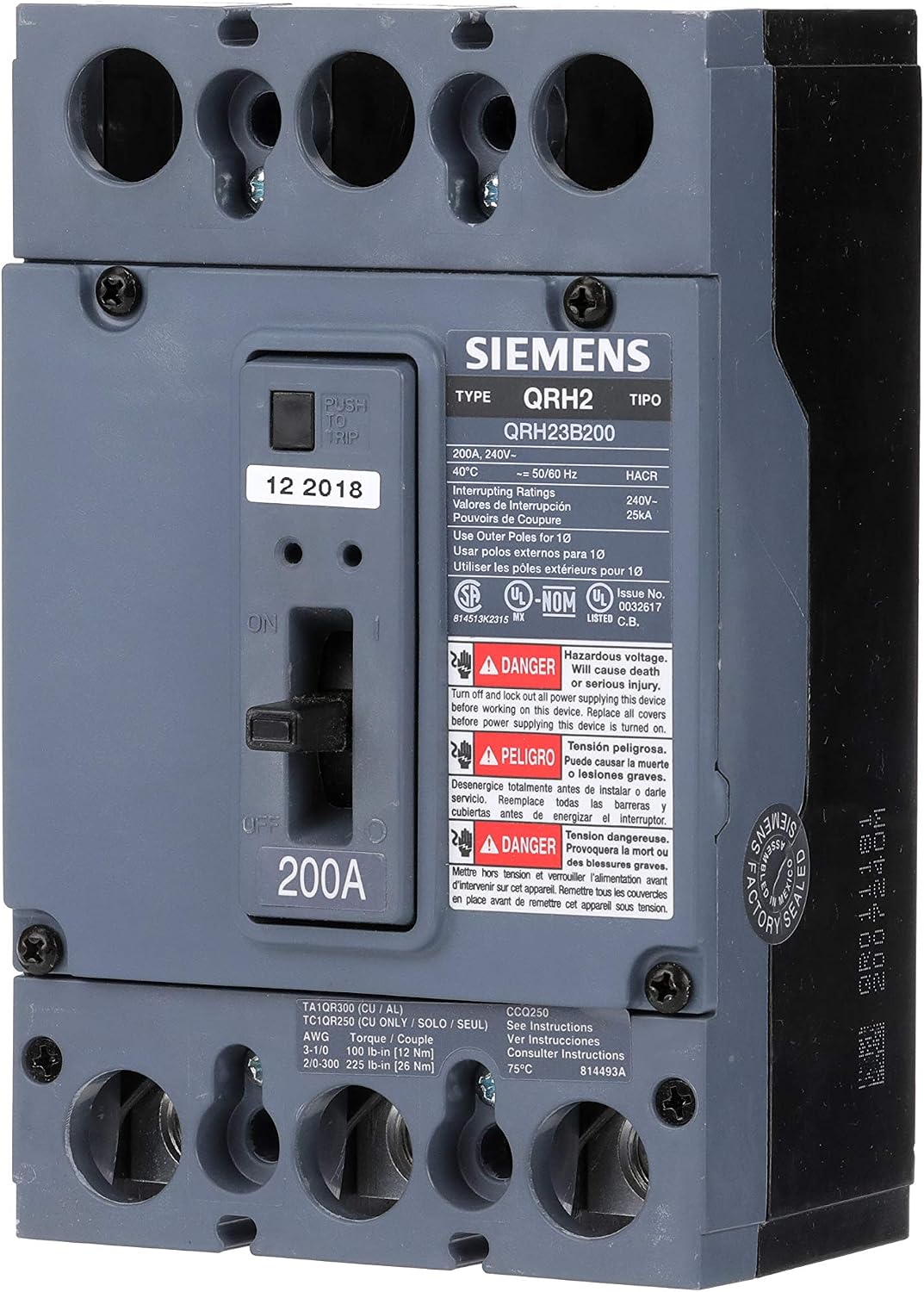 200 Amp 3-Pole 25kA Type QR Circuit Breaker - Amazon.com